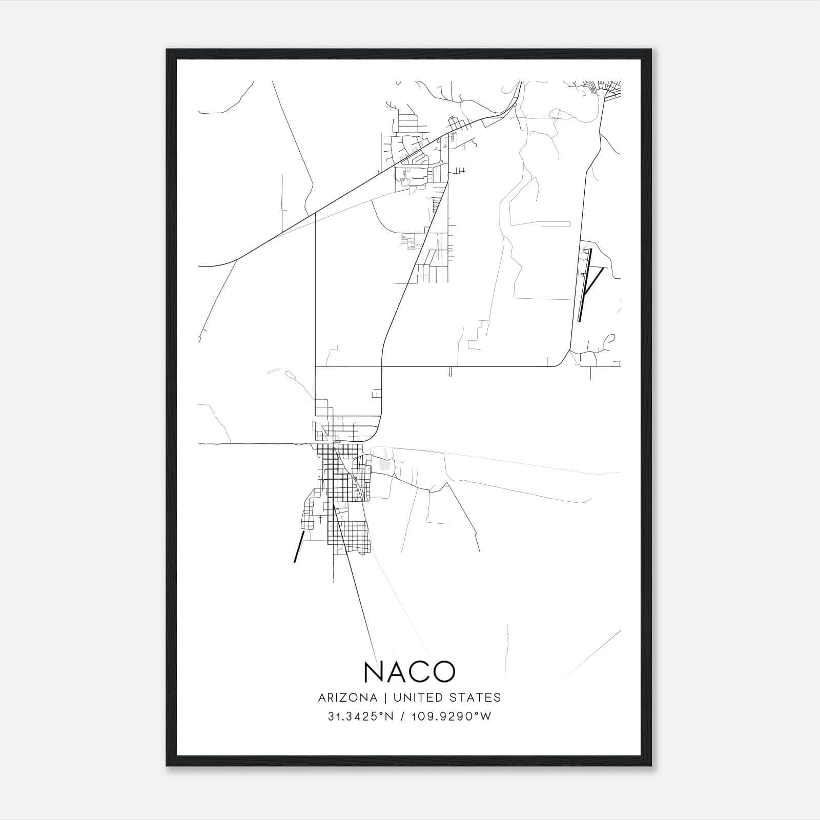 Naco Arizona Map Poster, Modern Home Decor Wall Art Print - Custom Maps ...