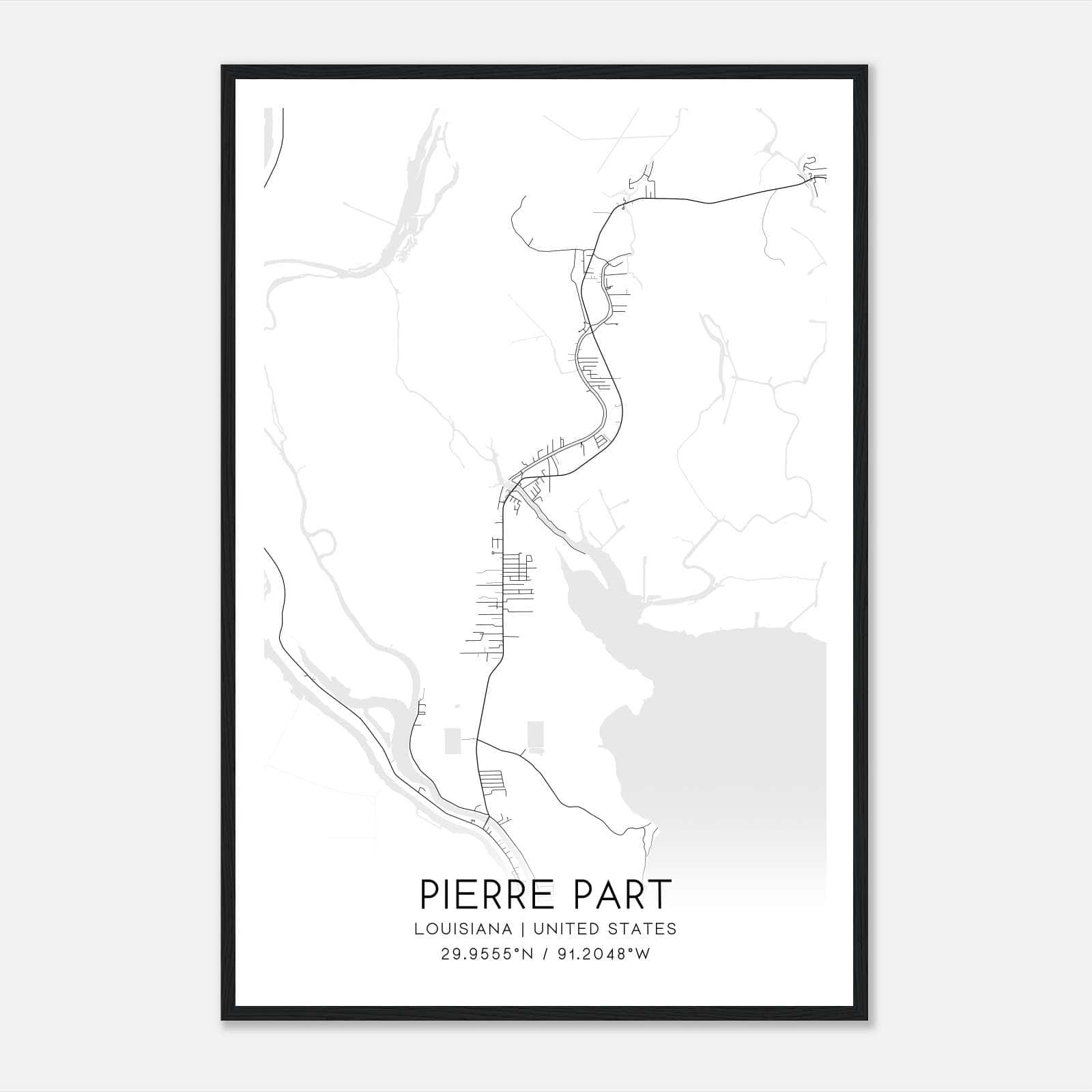Pierre Part Louisiana Map Poster, Modern Home Decor Wall Art Print ...