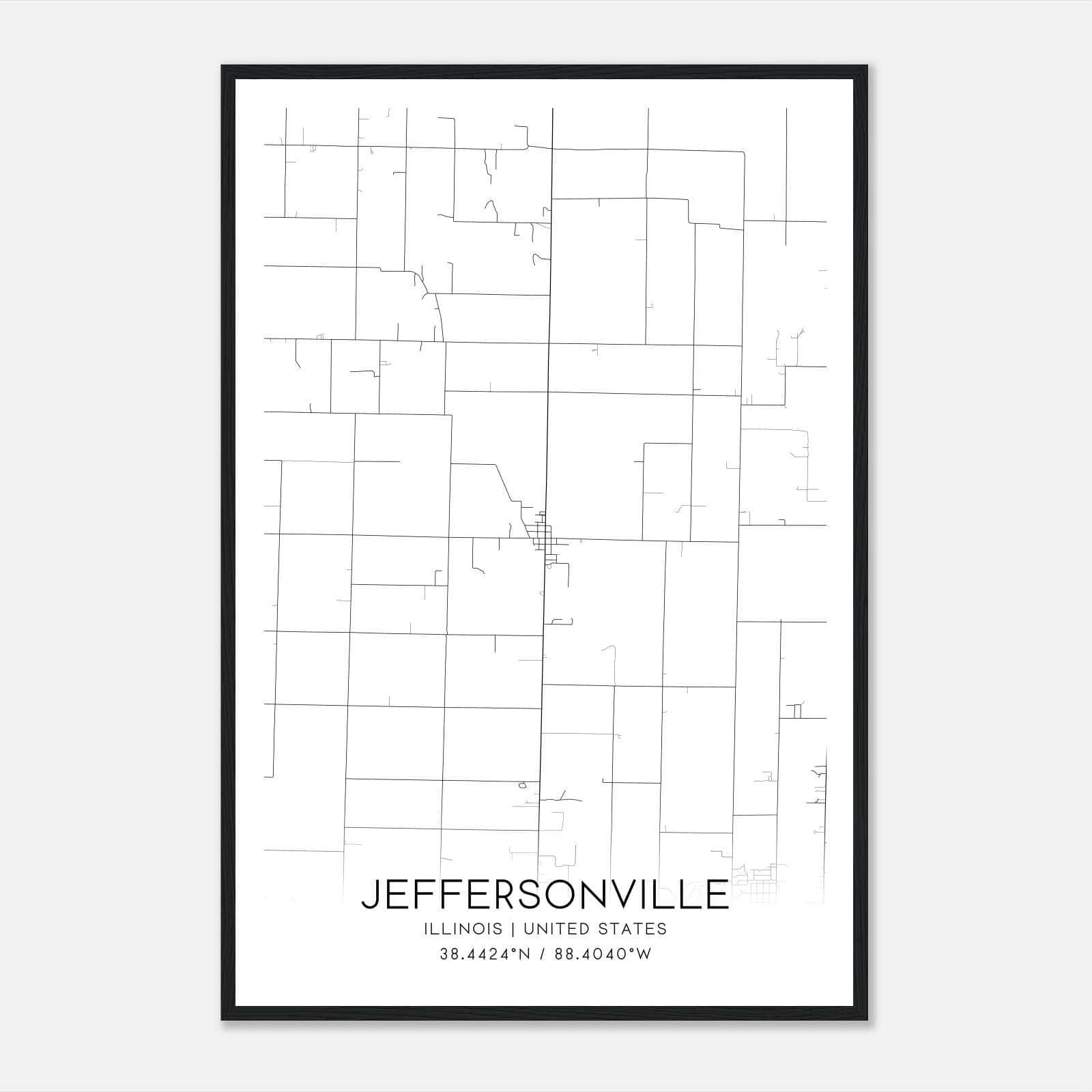 Jeffersonville Illinois Map Poster, Modern Home Decor Wall Art Print ...