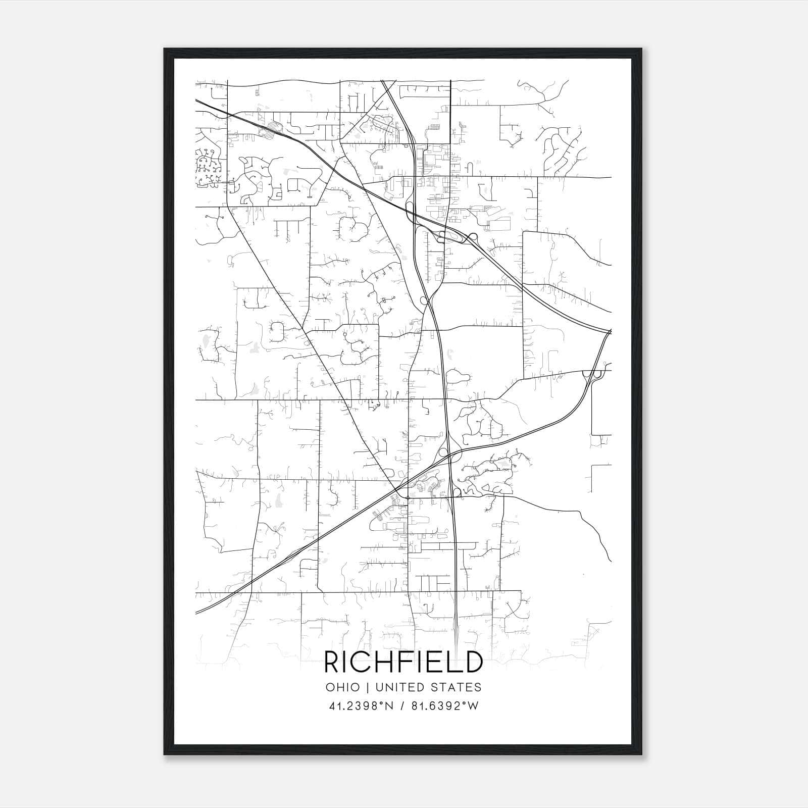 Richfield Ohio Map Poster, Modern Home Decor Wall Art Print - Custom ...