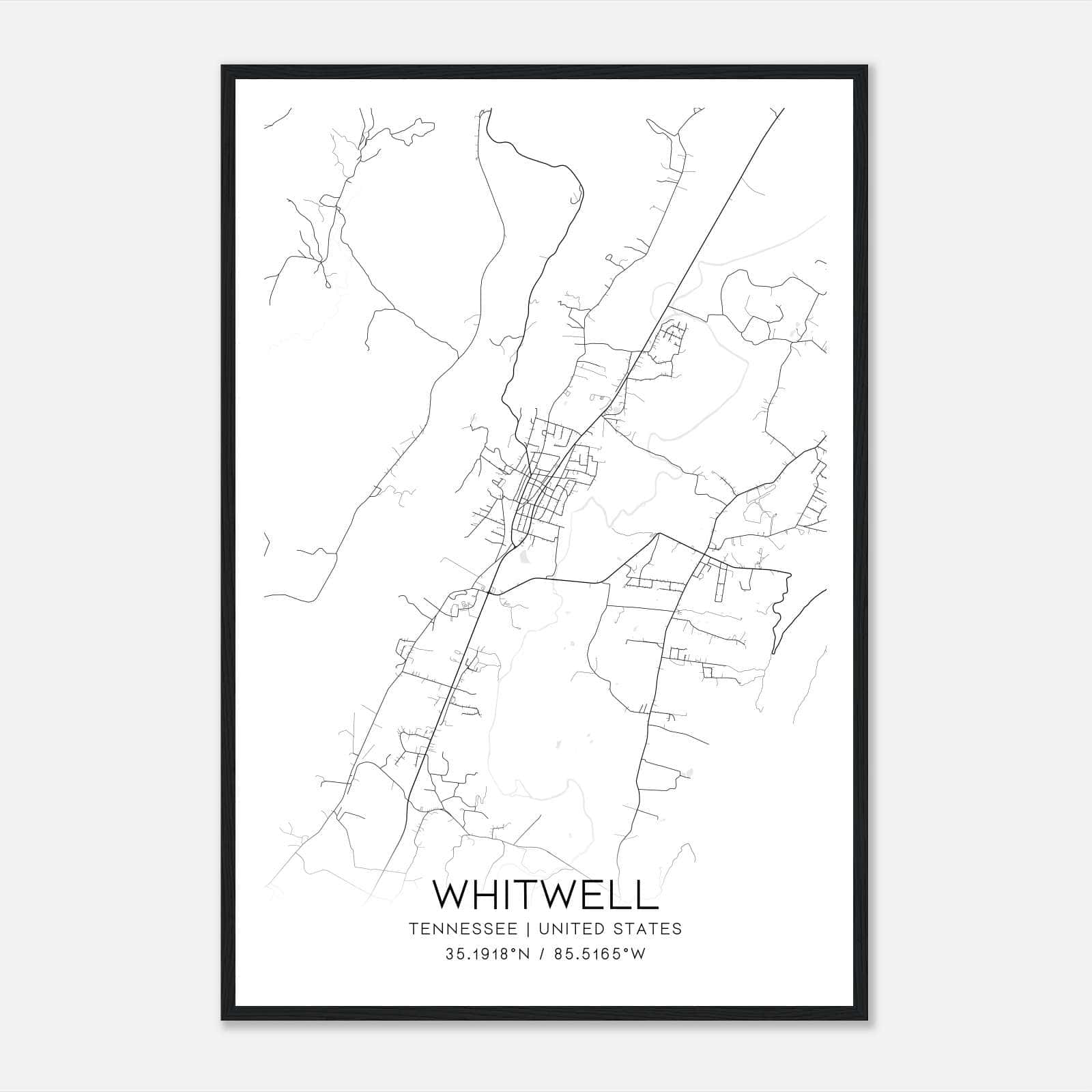 Whitwell Tennessee Map Poster, Modern Home Decor Wall Art Print ...
