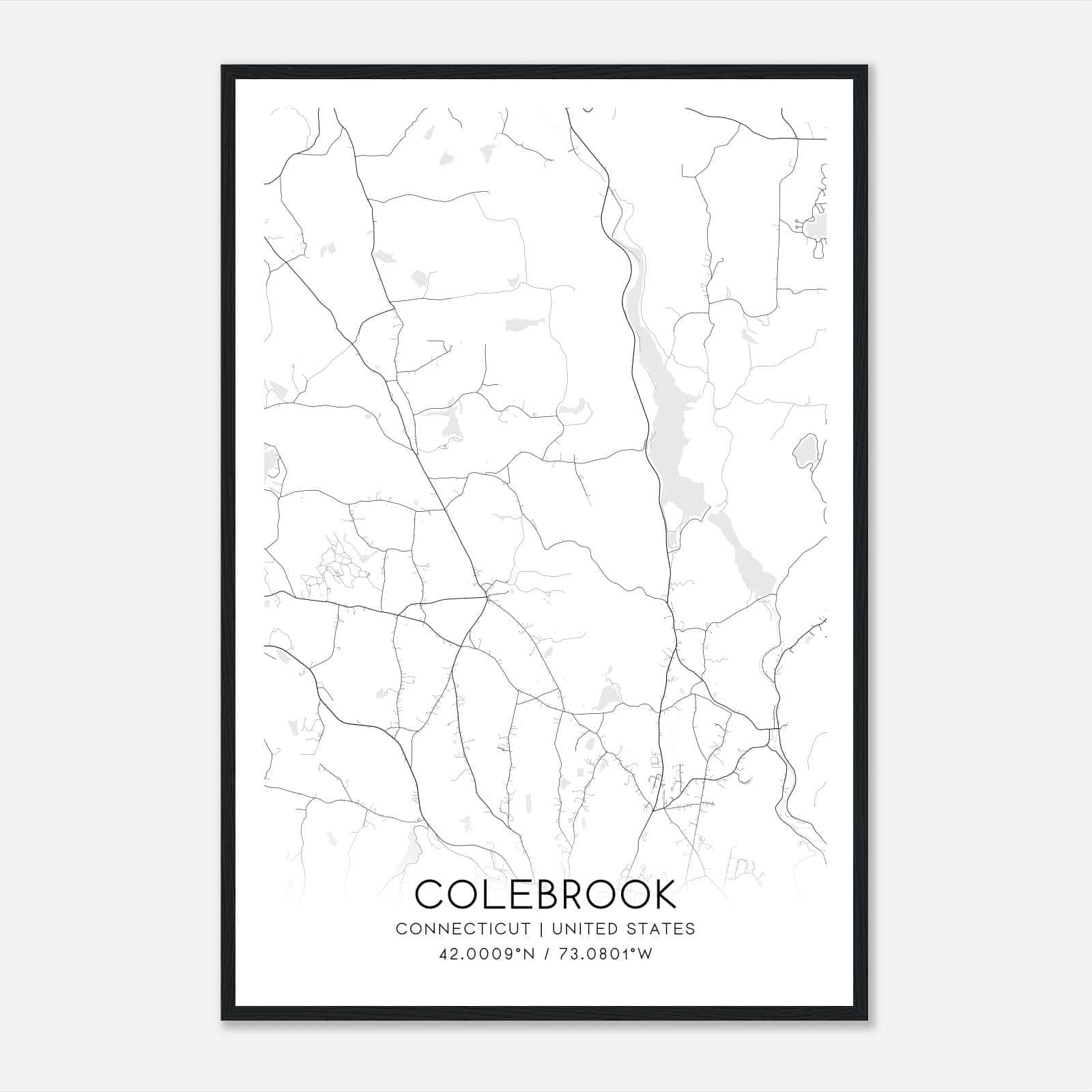 Colebrook Connecticut Map Poster, Modern Home Decor Wall Art Print - Custom Maps & Posters