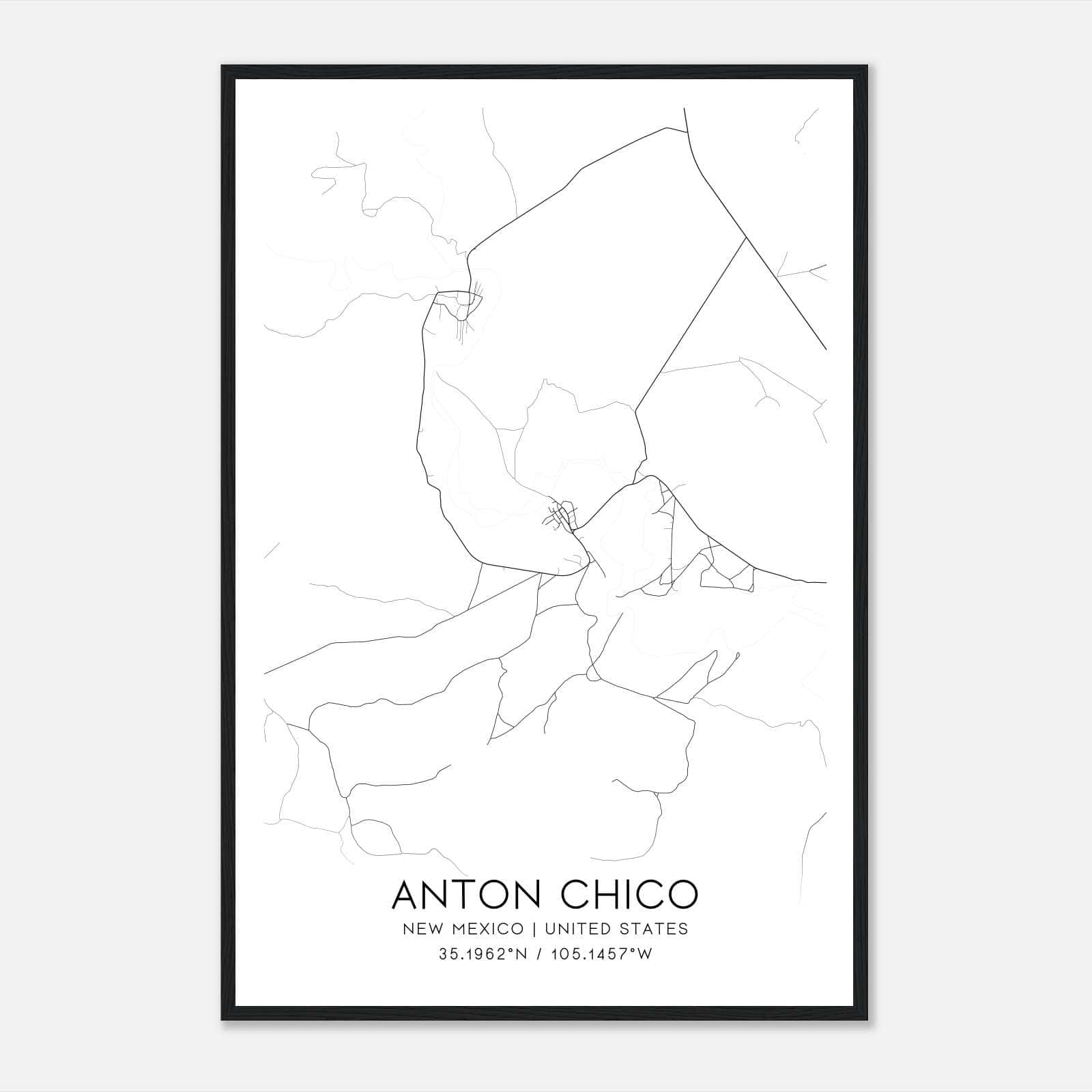 Anton Chico New Mexico Map Poster, Modern Home Decor Wall Art Print ...