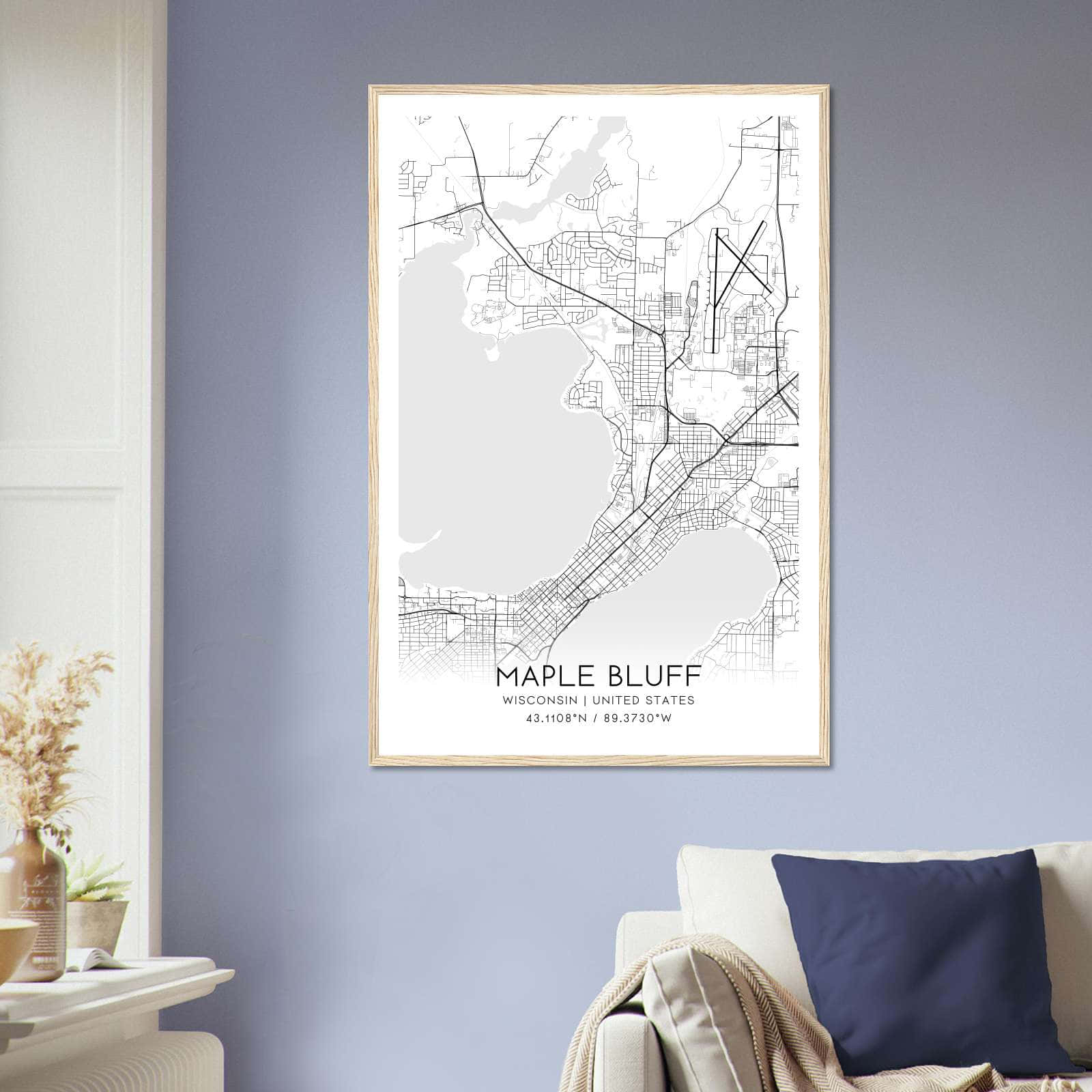 Maple Bluff Wisconsin Map Poster, Modern Home Decor Wall Art Print ...