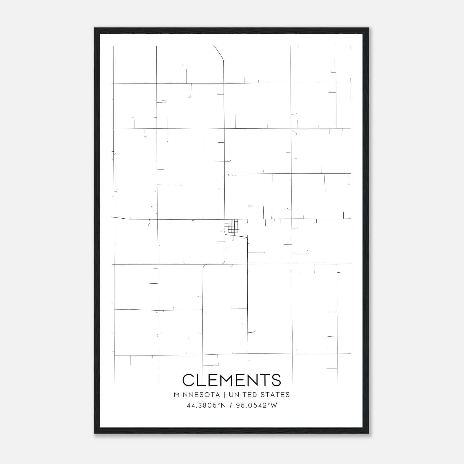 Clements Minnesota Map Poster, Modern Home Decor Wall Art Print ...