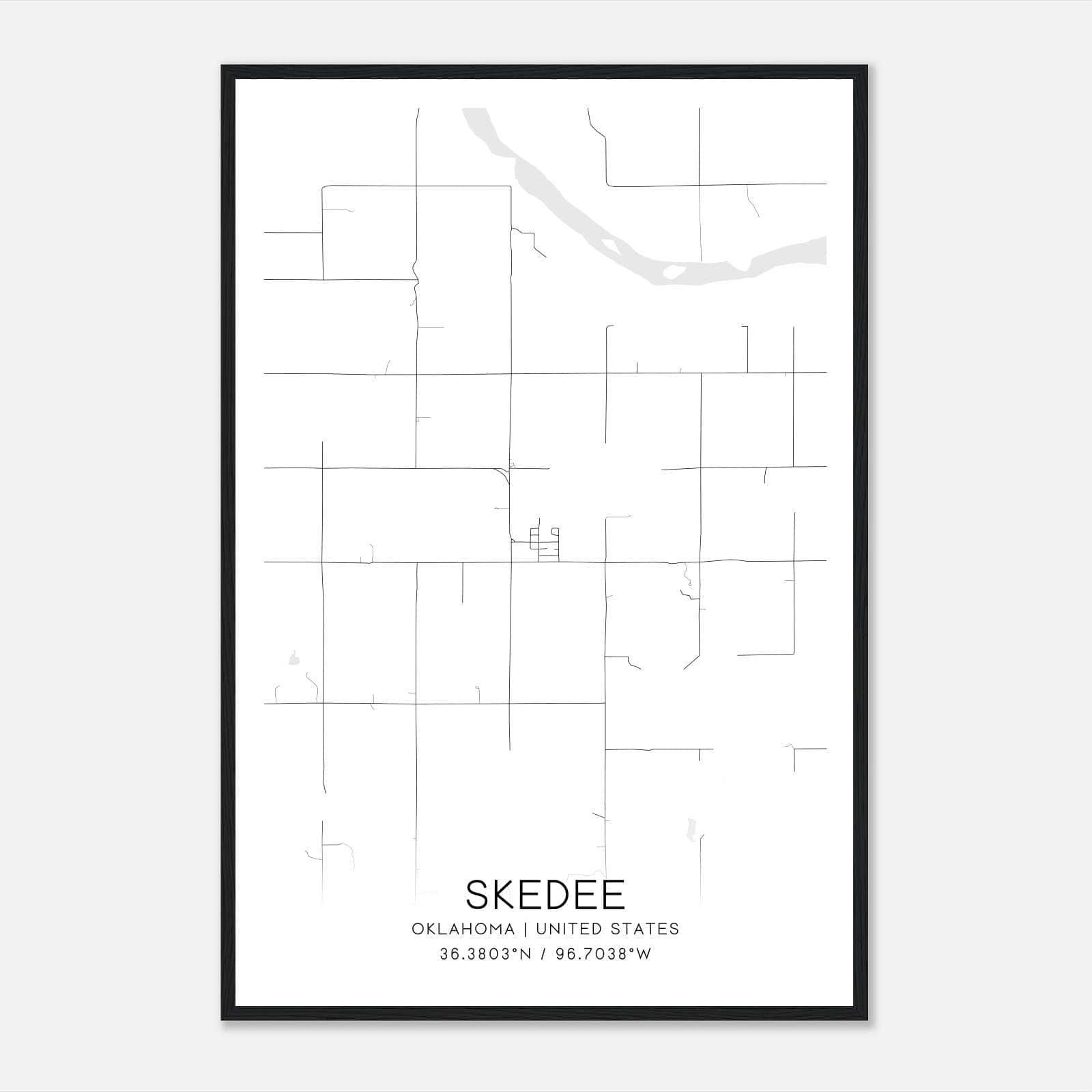 Skedee Oklahoma Map Poster, Modern Home Decor Wall Art Print - Custom ...