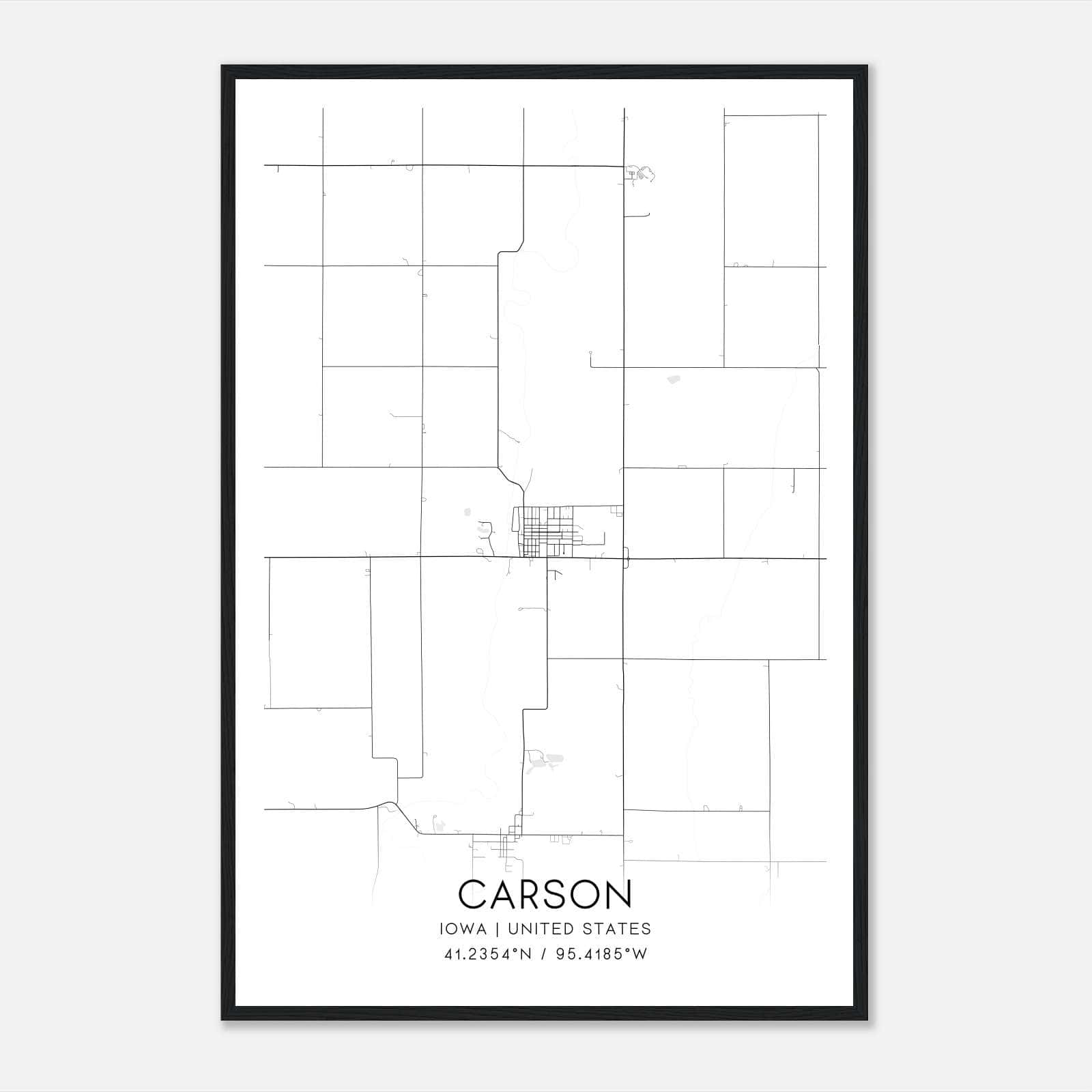 Carson Iowa Map Poster, Modern Home Decor Wall Art Print - Custom Maps ...