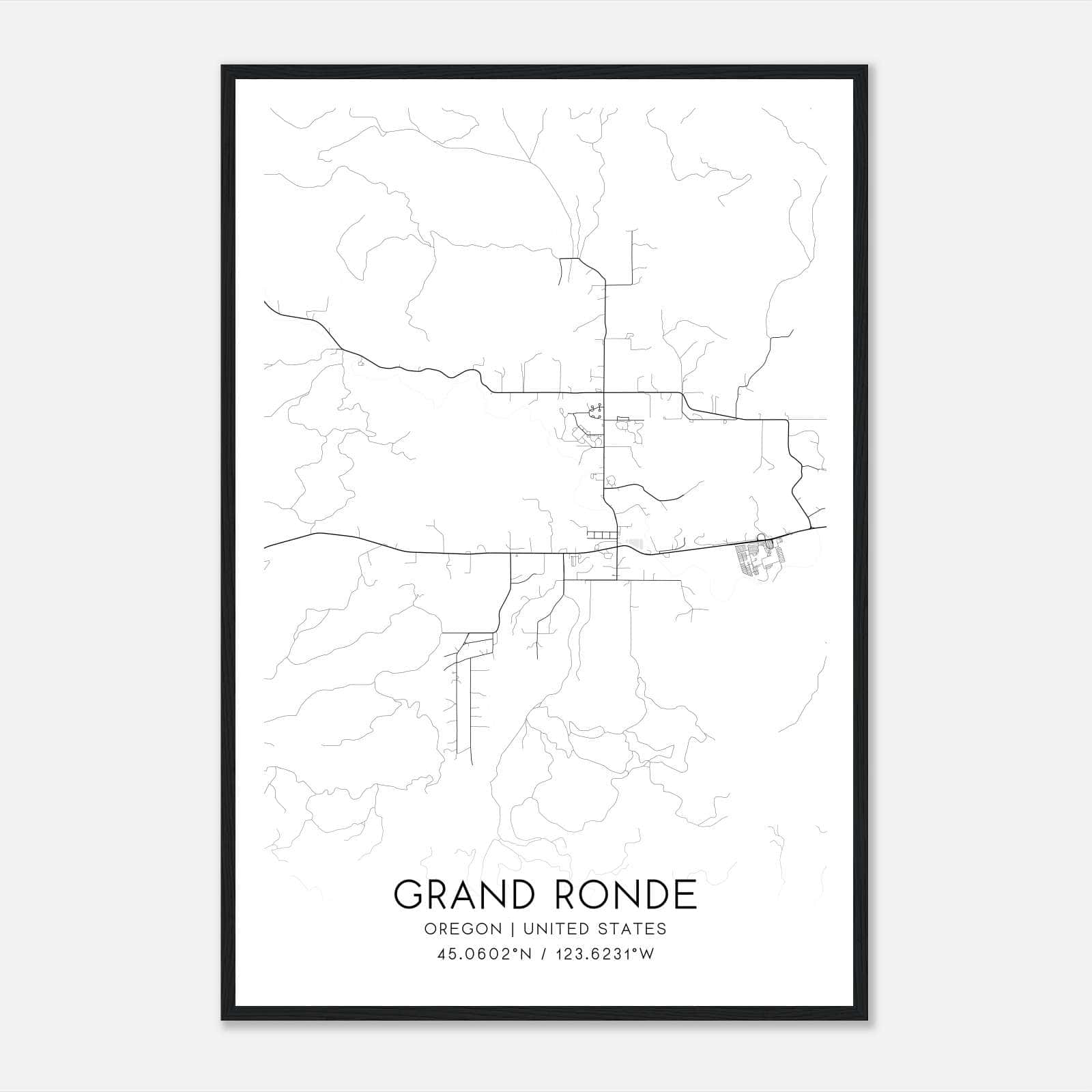 Grand Ronde Oregon Map Poster, Modern Home Decor Wall Art Print ...