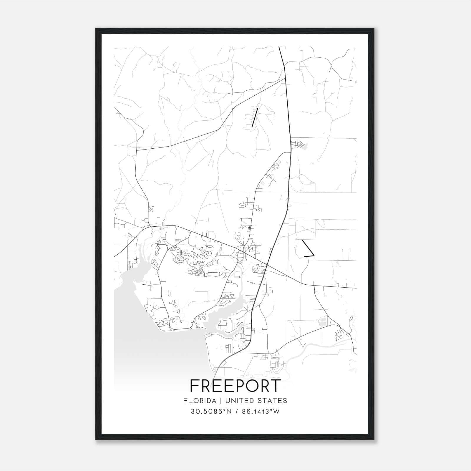 Freeport Florida Map Poster, Modern Home Decor Wall Art Print - Custom ...