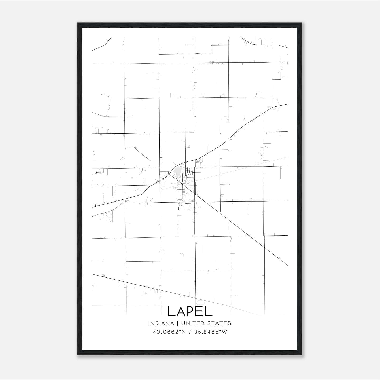 Lapel Indiana Map Poster, Modern Home Decor Wall Art Print - Custom ...