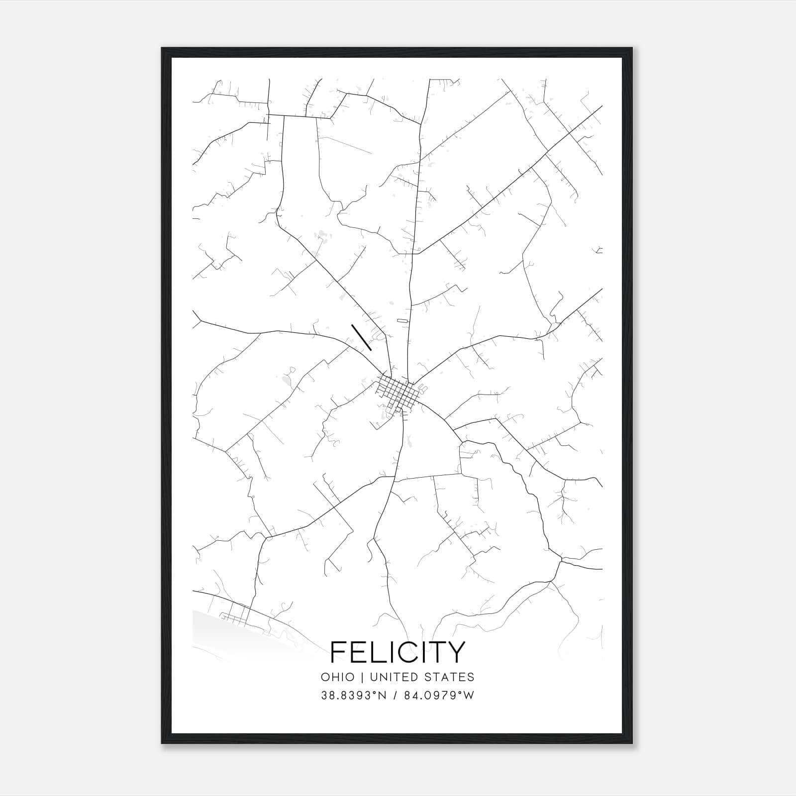Felicity Ohio Map Poster, Modern Home Decor Wall Art Print - Custom ...