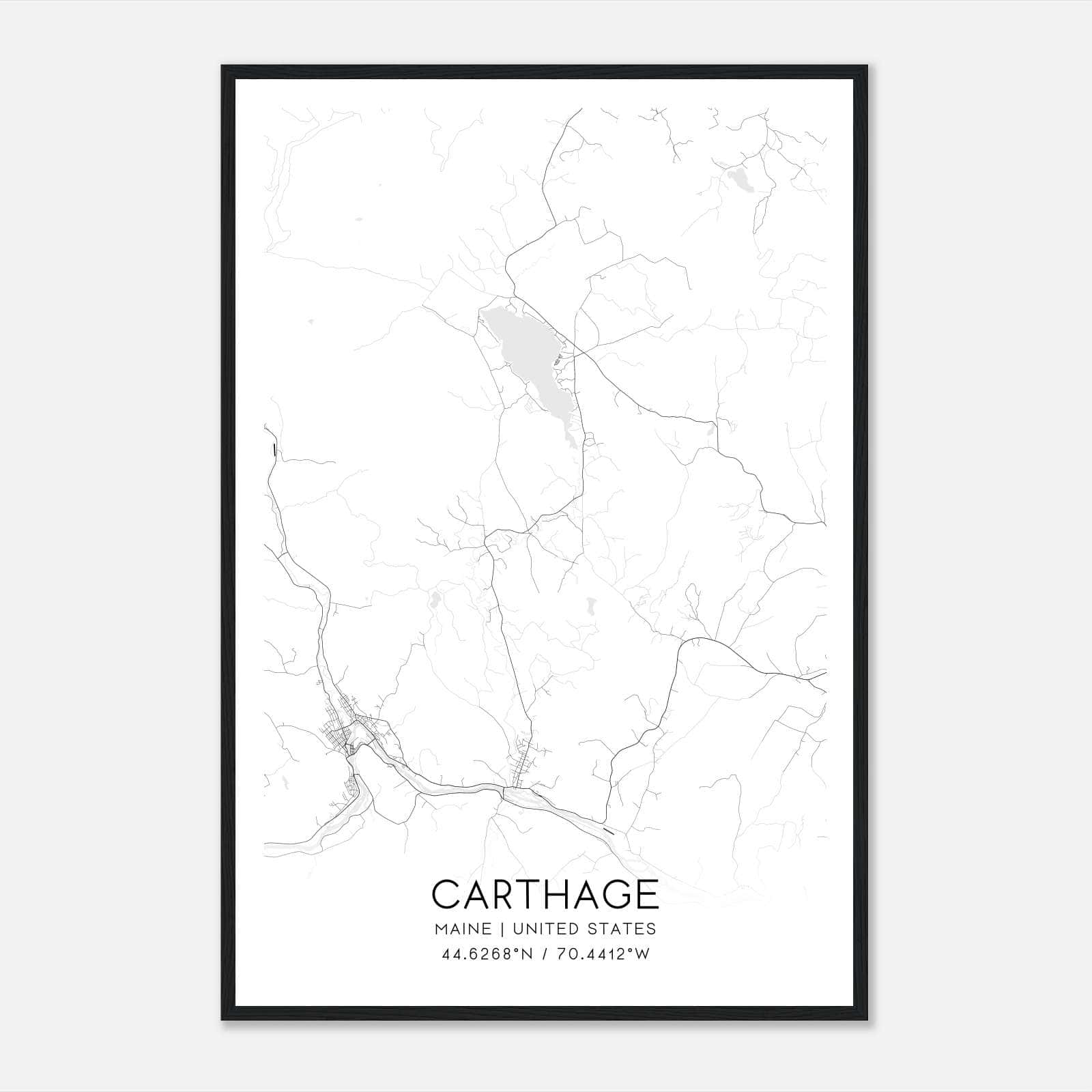 Carthage Maine Map Poster, Modern Home Decor Wall Art Print - Custom ...