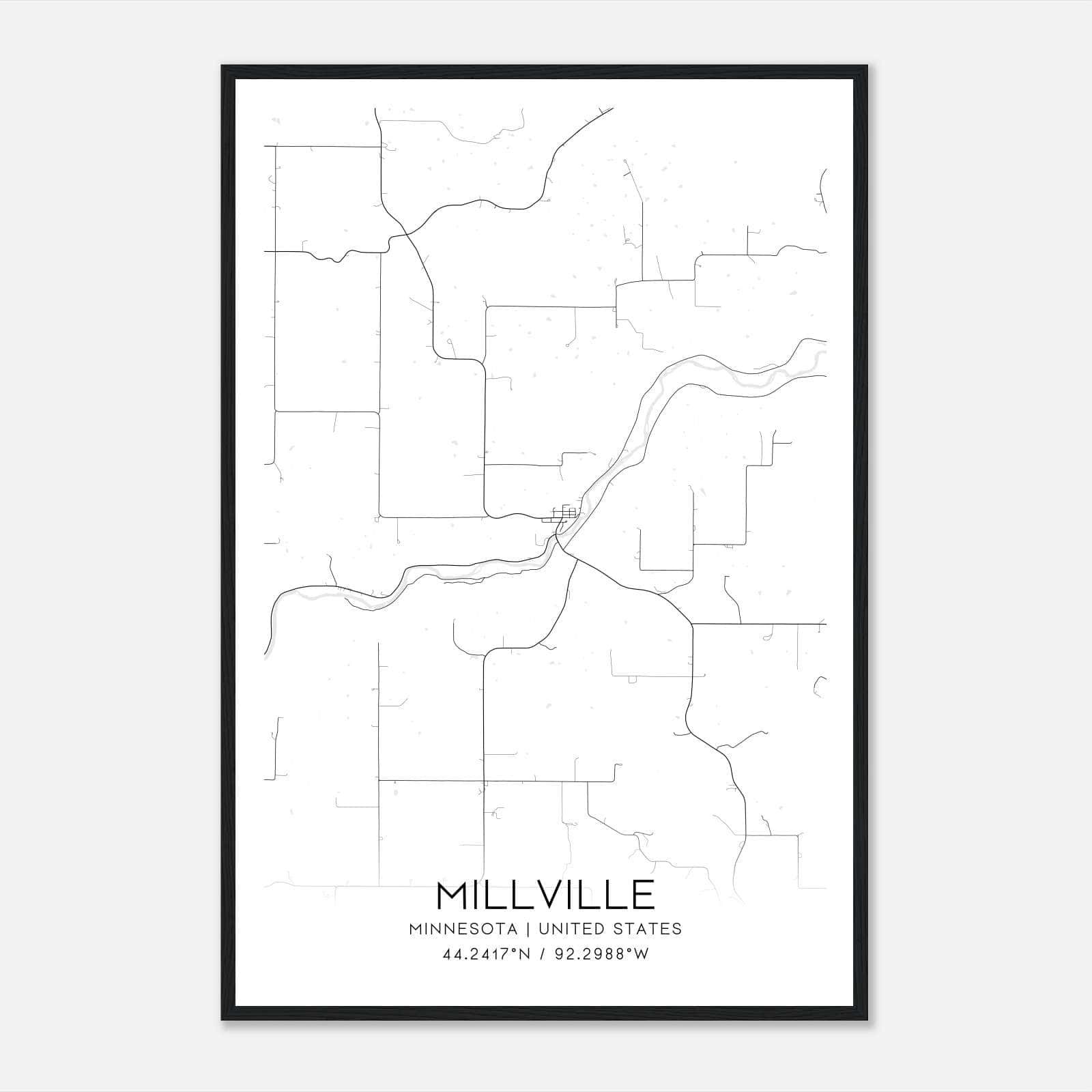 Millville Minnesota Map Poster, Modern Home Decor Wall Art Print ...