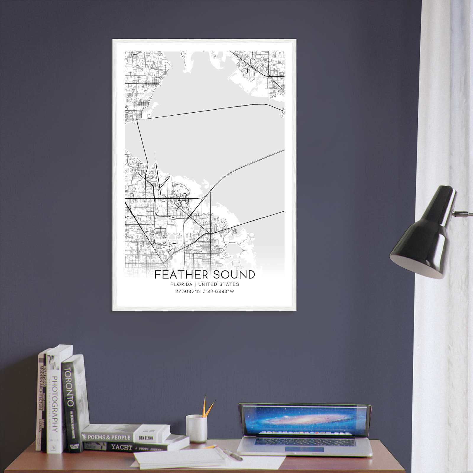 Feather Sound Florida Map Poster, Modern Home Decor Wall Art Print - Custom Maps & Posters