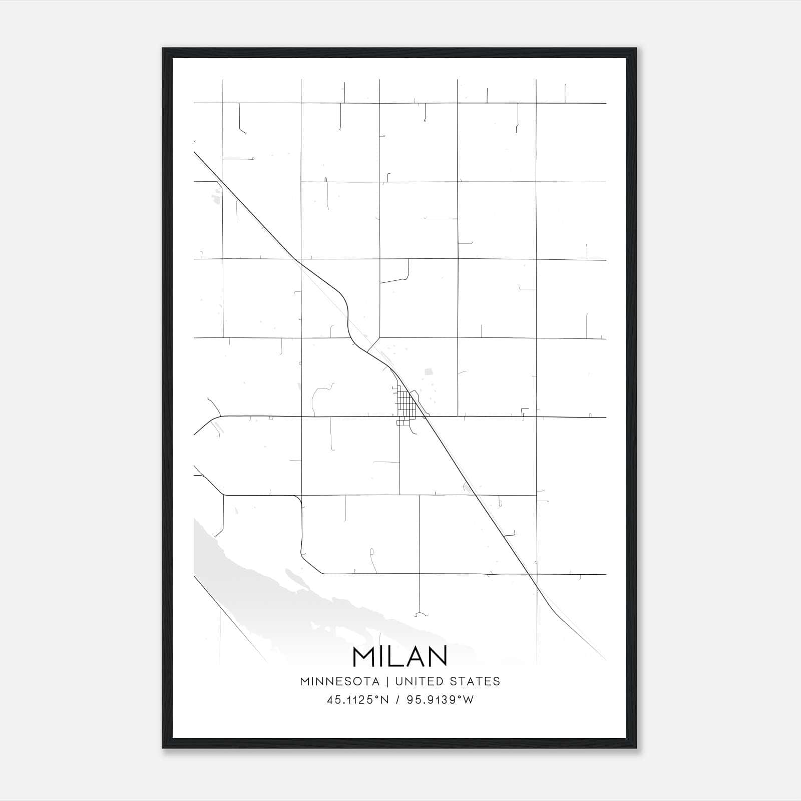 Milan Minnesota Map Poster, Modern Home Decor Wall Art Print - Custom ...