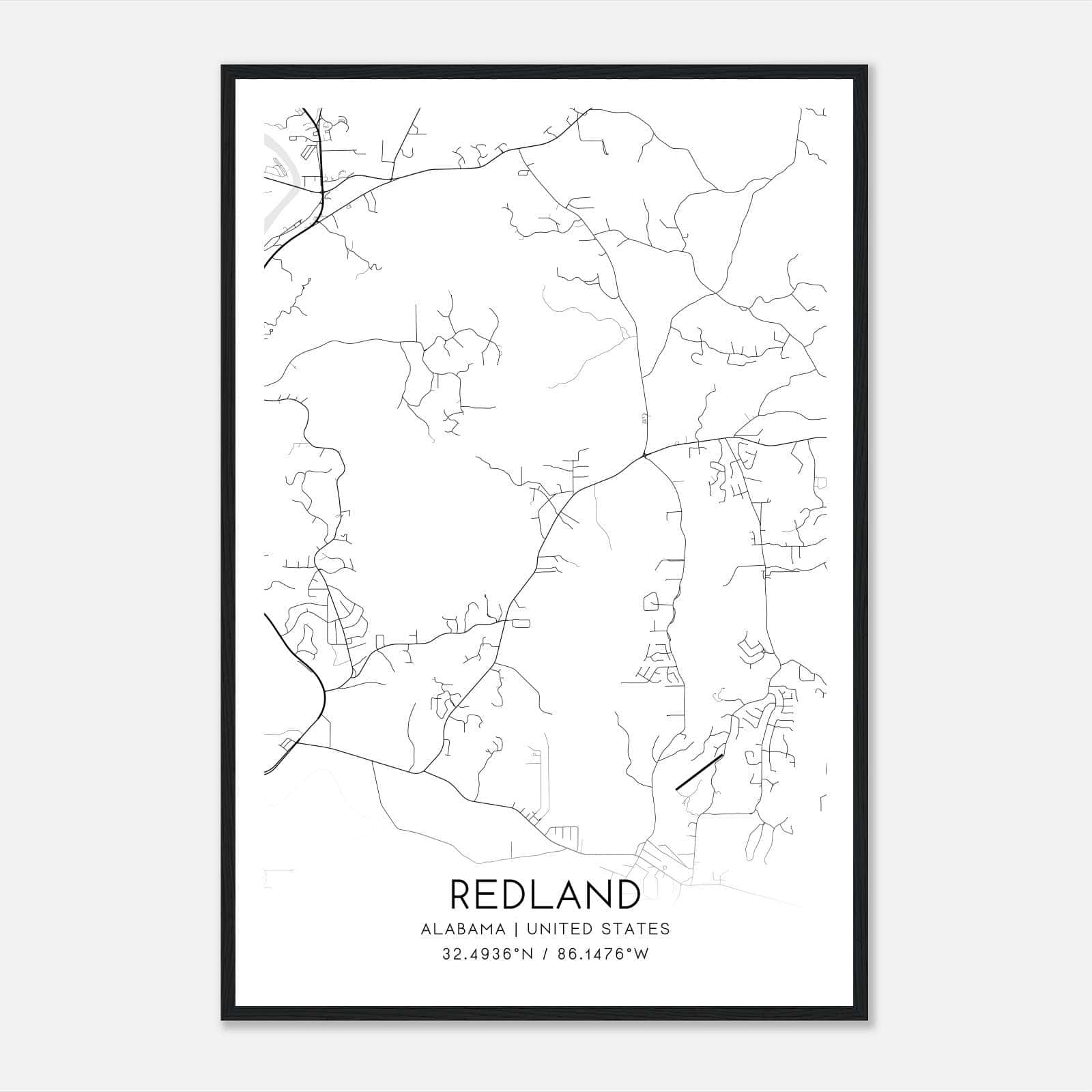 Redland Alabama Map Poster, Modern Home Decor Wall Art Print - Custom ...