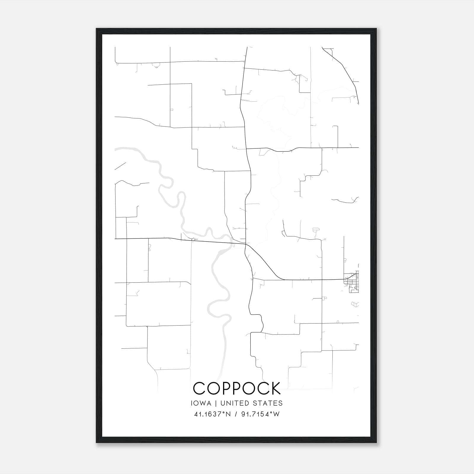 Coppock Iowa Map Poster, Modern Home Decor Wall Art Print - Custom Maps ...