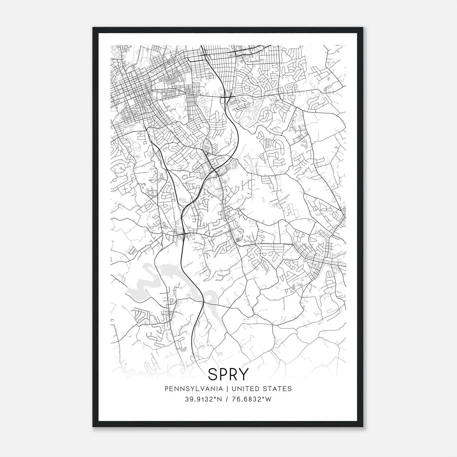 Spry Pennsylvania Map Poster, Modern Home Decor Wall Art Print - Custom ...