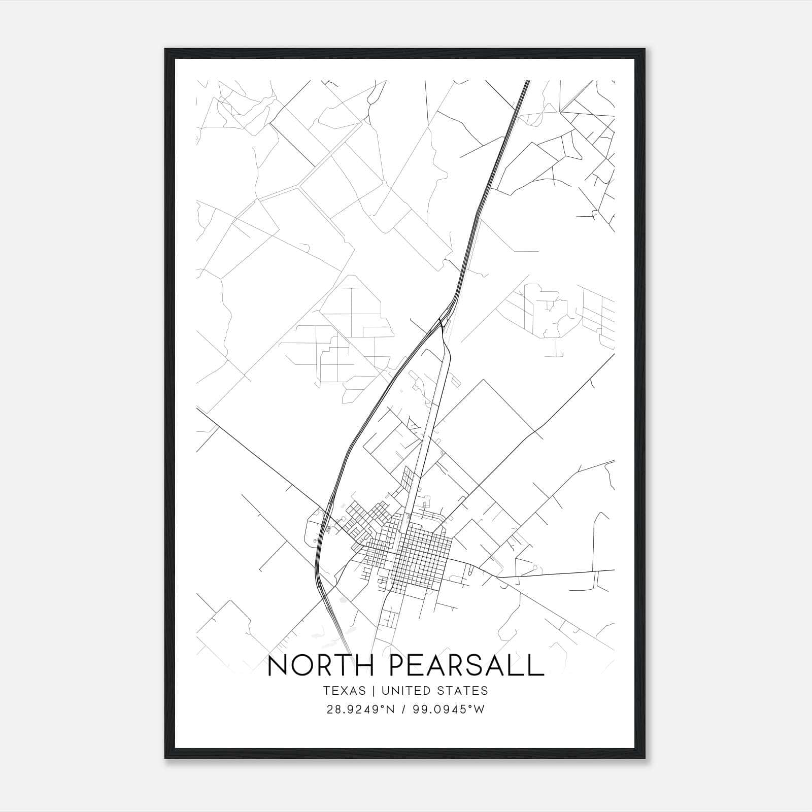 North Pearsall Texas Map Poster, Modern Home Decor Wall Art Print ...