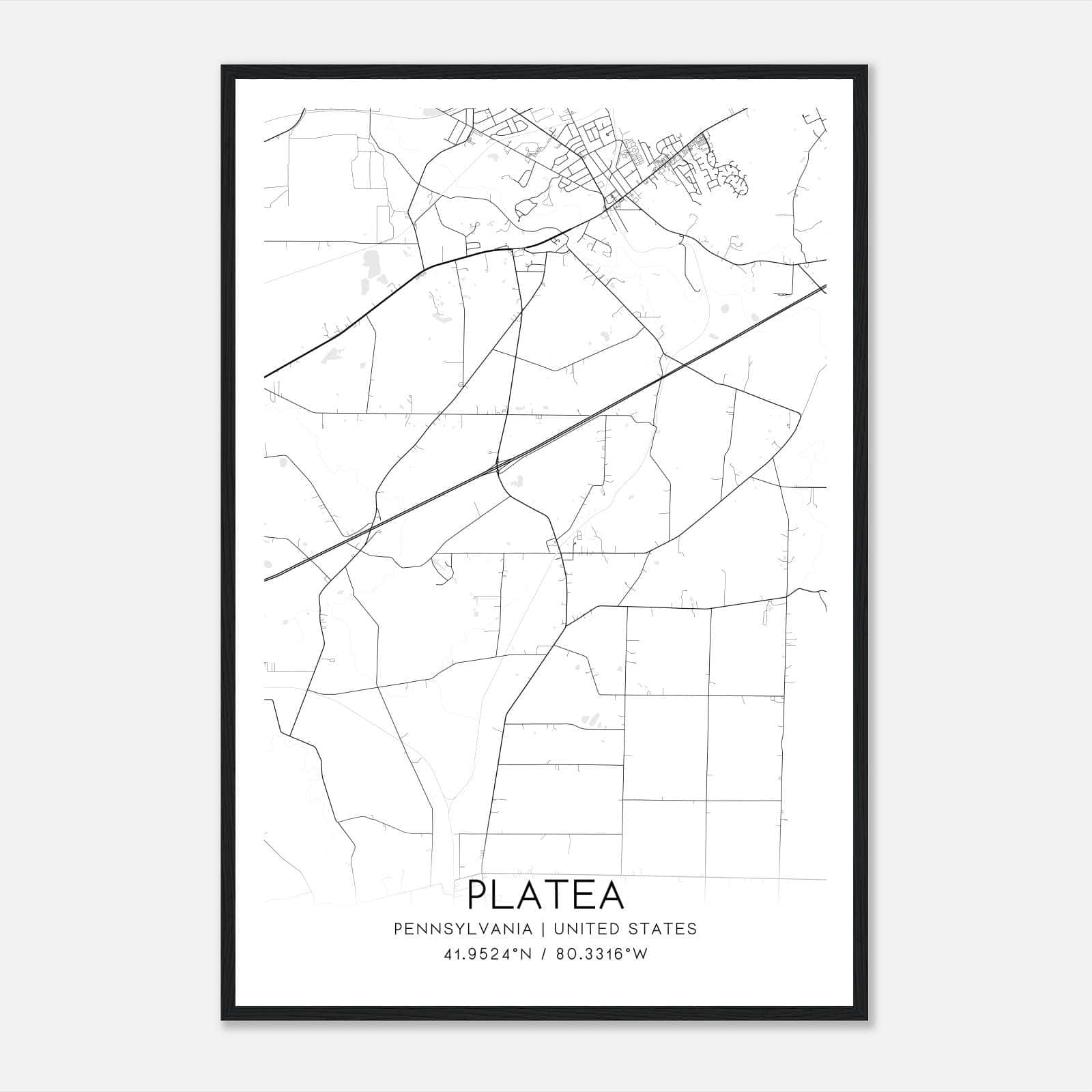 Platea Pennsylvania Map Poster, Modern Home Decor Wall Art Print ...