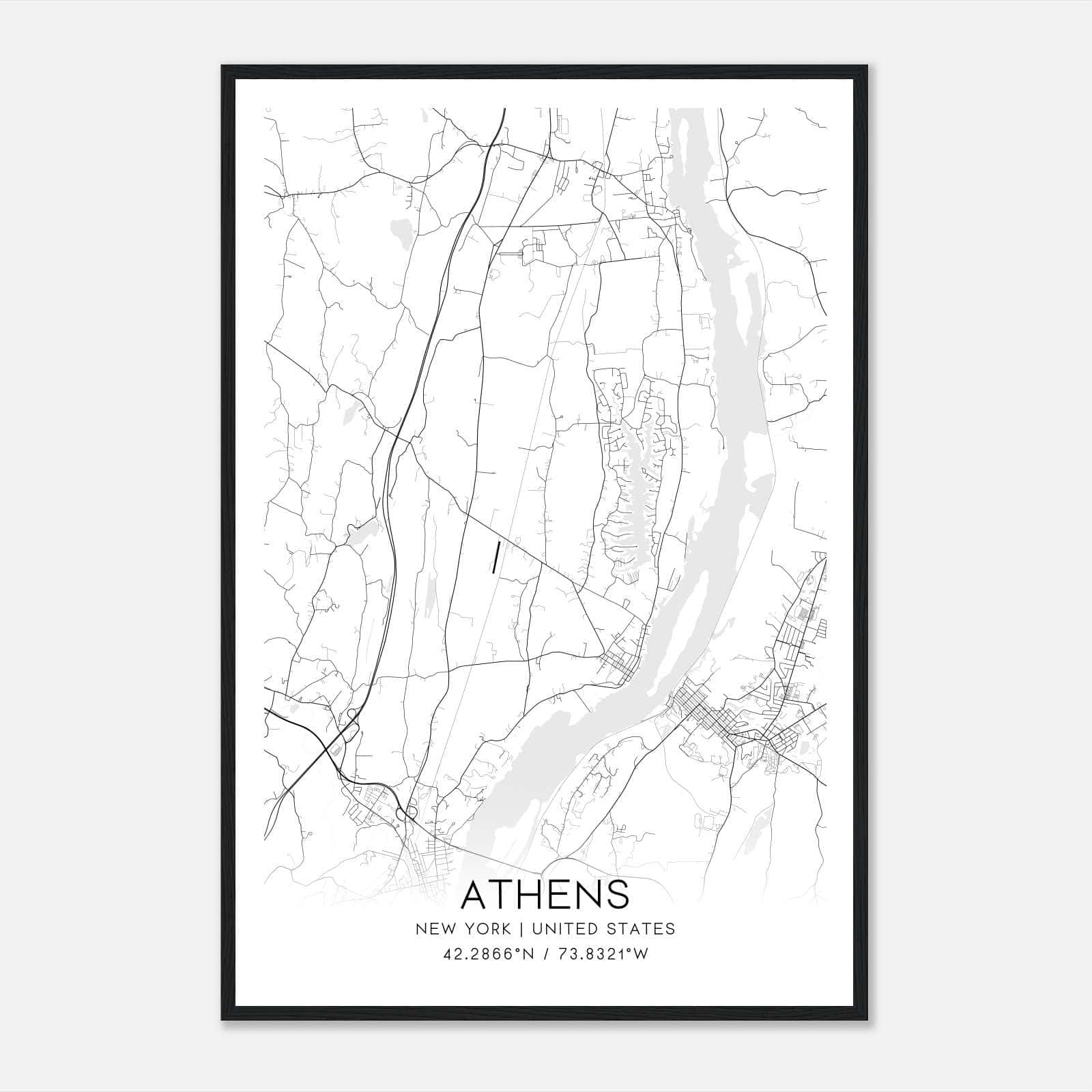 Athens New York Map Poster, Modern Home Decor Wall Art Print - Custom ...