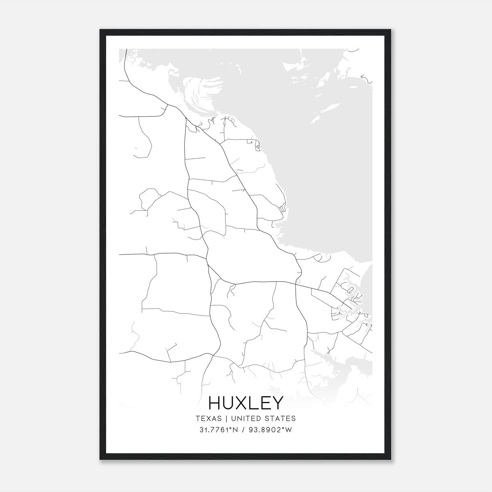 Huxley Texas Map Poster, Modern Home Decor Wall Art Print - Custom Maps ...