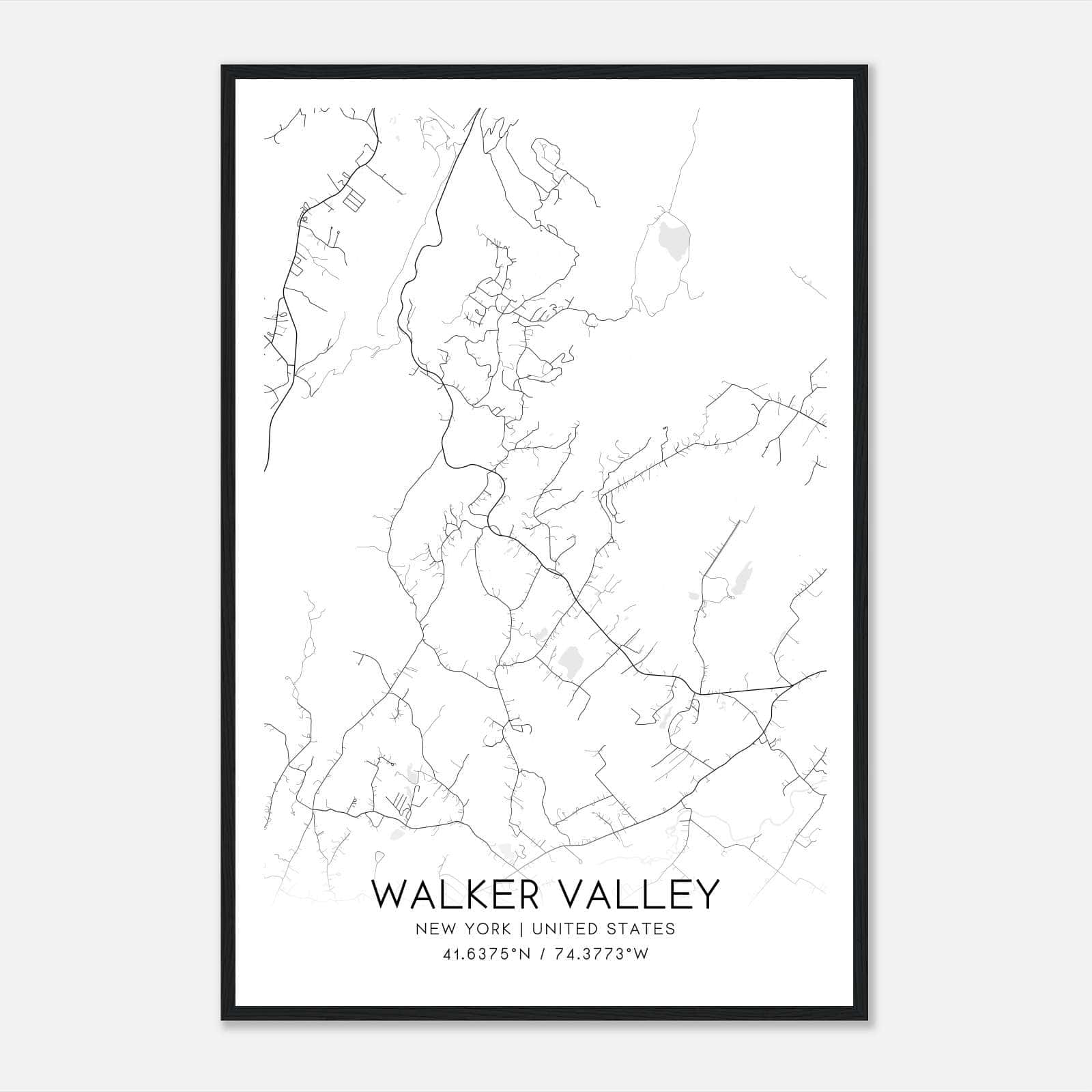 Walker Valley New York Map Poster, Modern Home Decor Wall Art Print ...