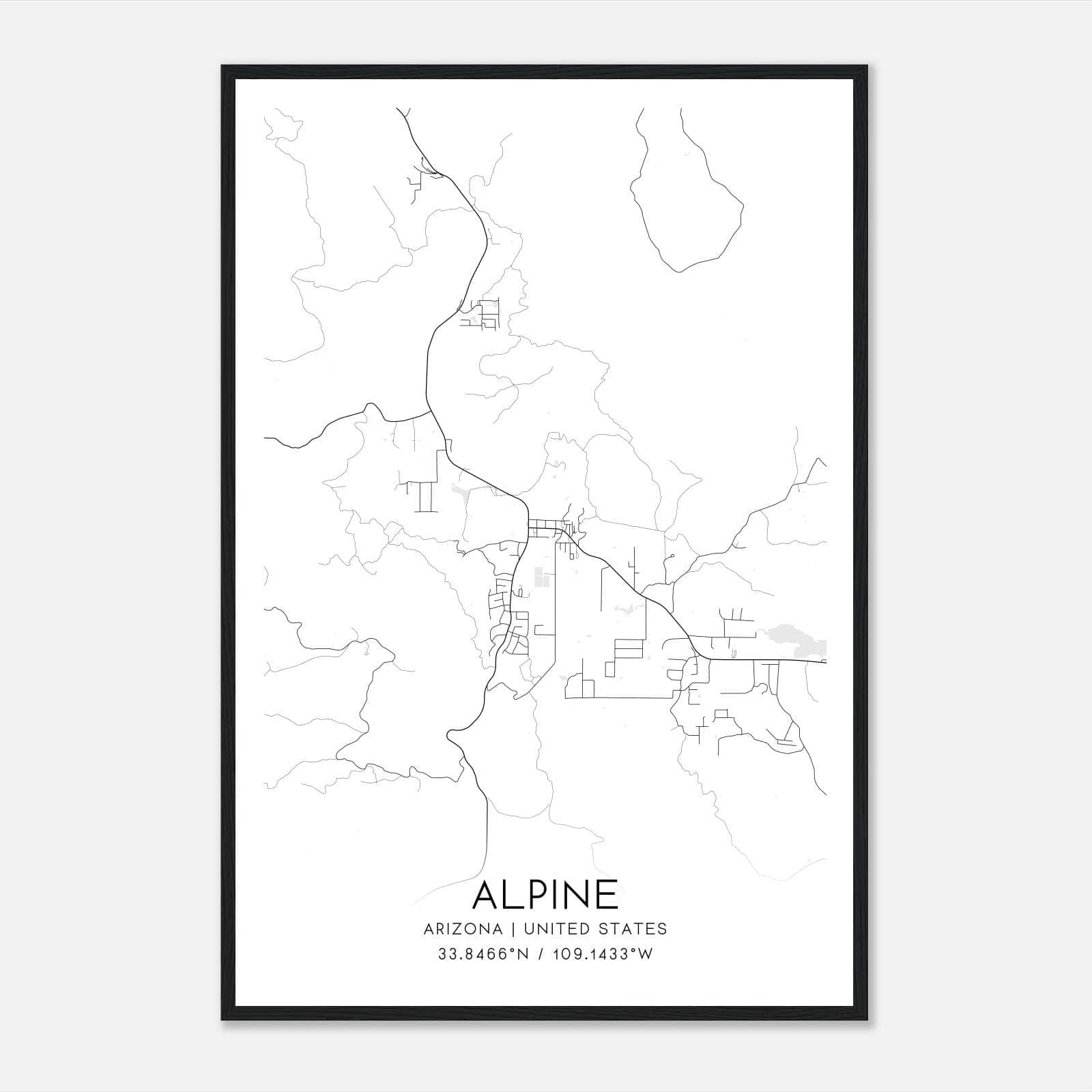 Alpine Arizona Map Poster, Modern Home Decor Wall Art Print - Custom ...