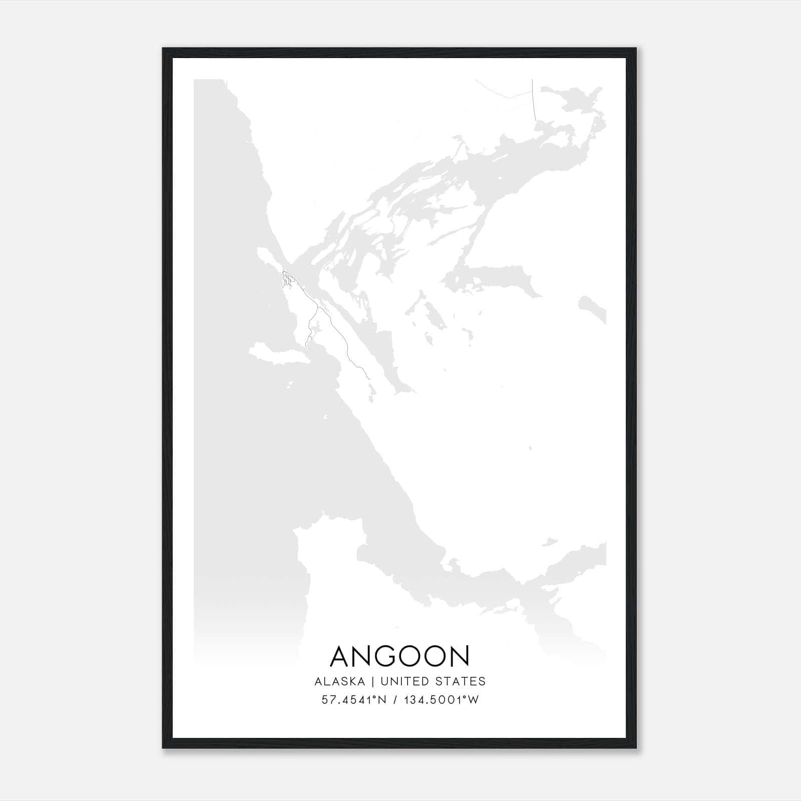 Angoon Alaska Map Poster, Modern Home Decor Wall Art Print - Custom ...