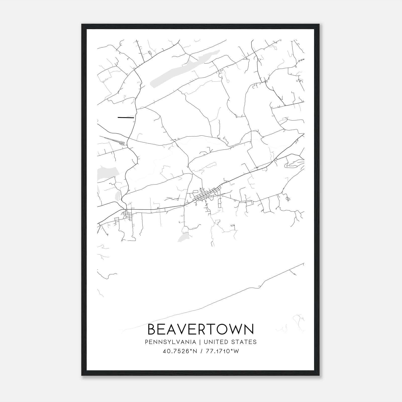 Beavertown Pennsylvania Map Poster, Modern Home Decor Wall Art Print ...
