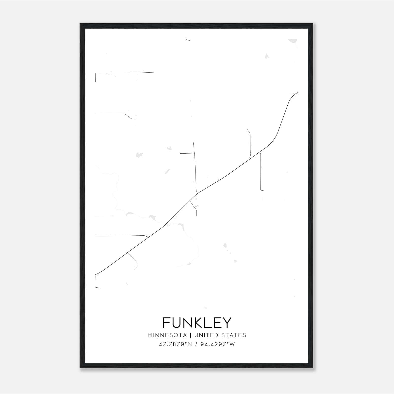 Funkley Minnesota Map Poster, Modern Home Decor Wall Art Print - Custom ...