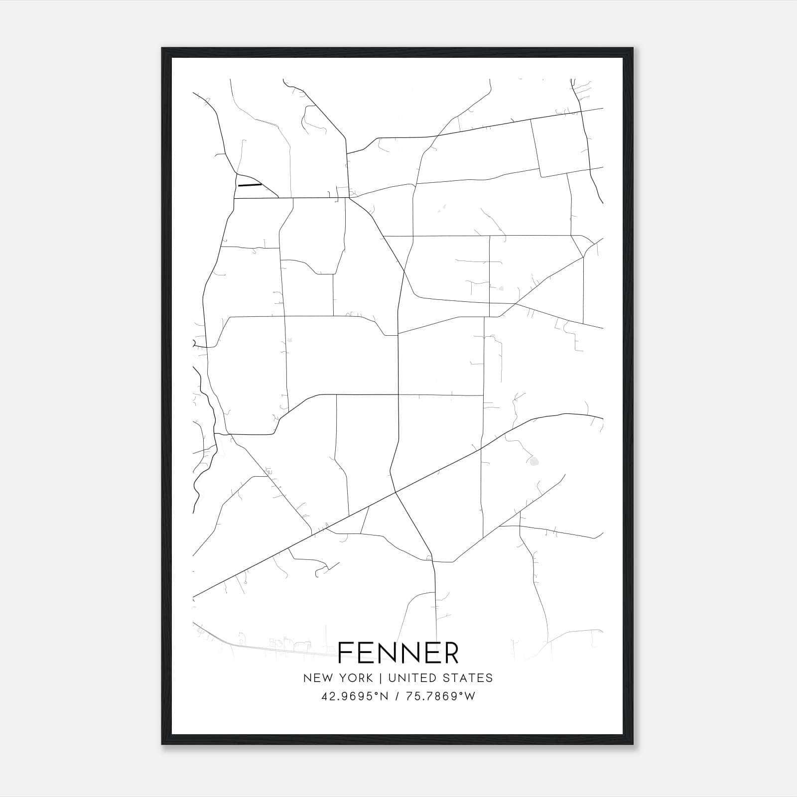 Fenner New York Map Poster, Modern Home Decor Wall Art Print - Custom ...