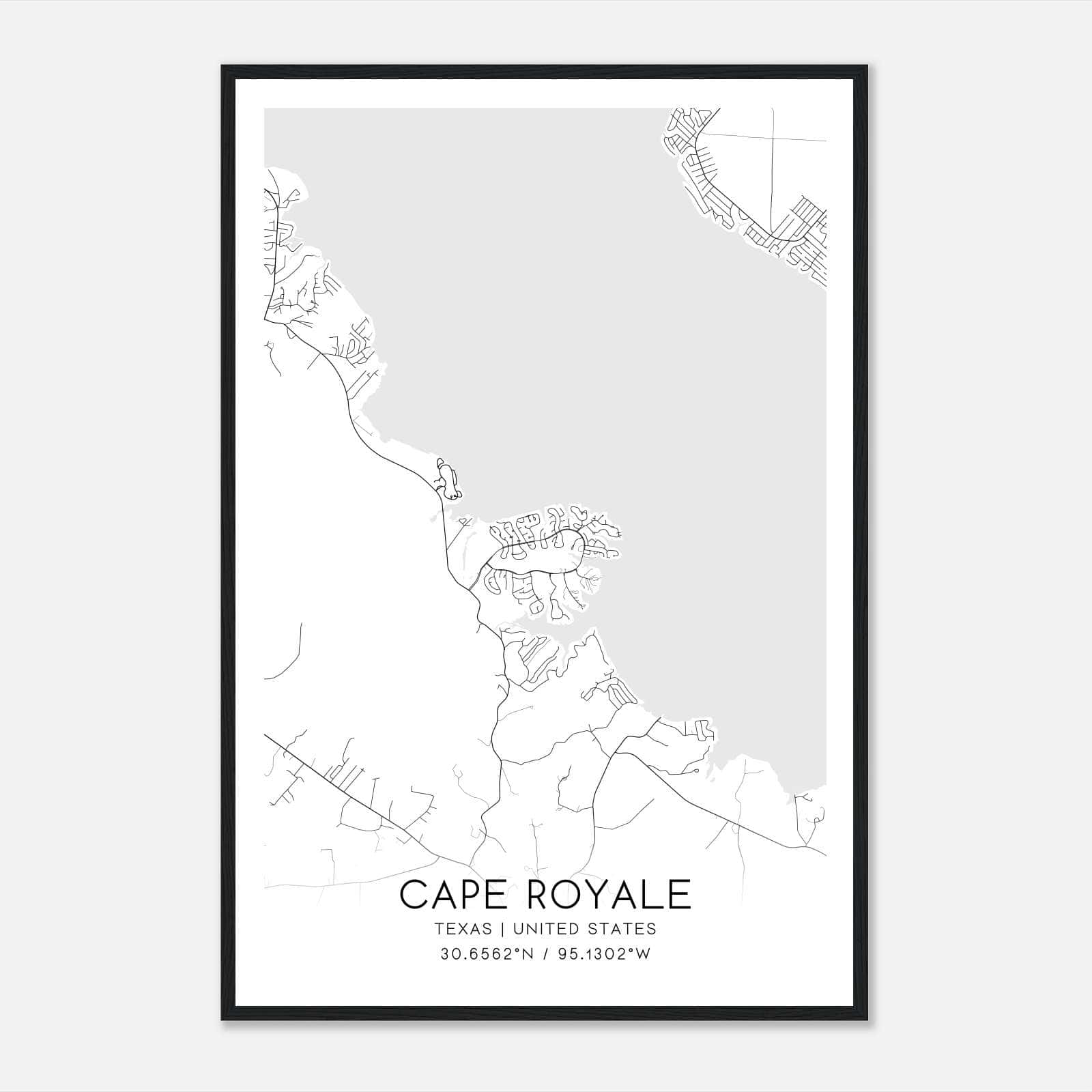 Cape Royale Texas Map Poster, Modern Home Decor Wall Art Print - Custom ...