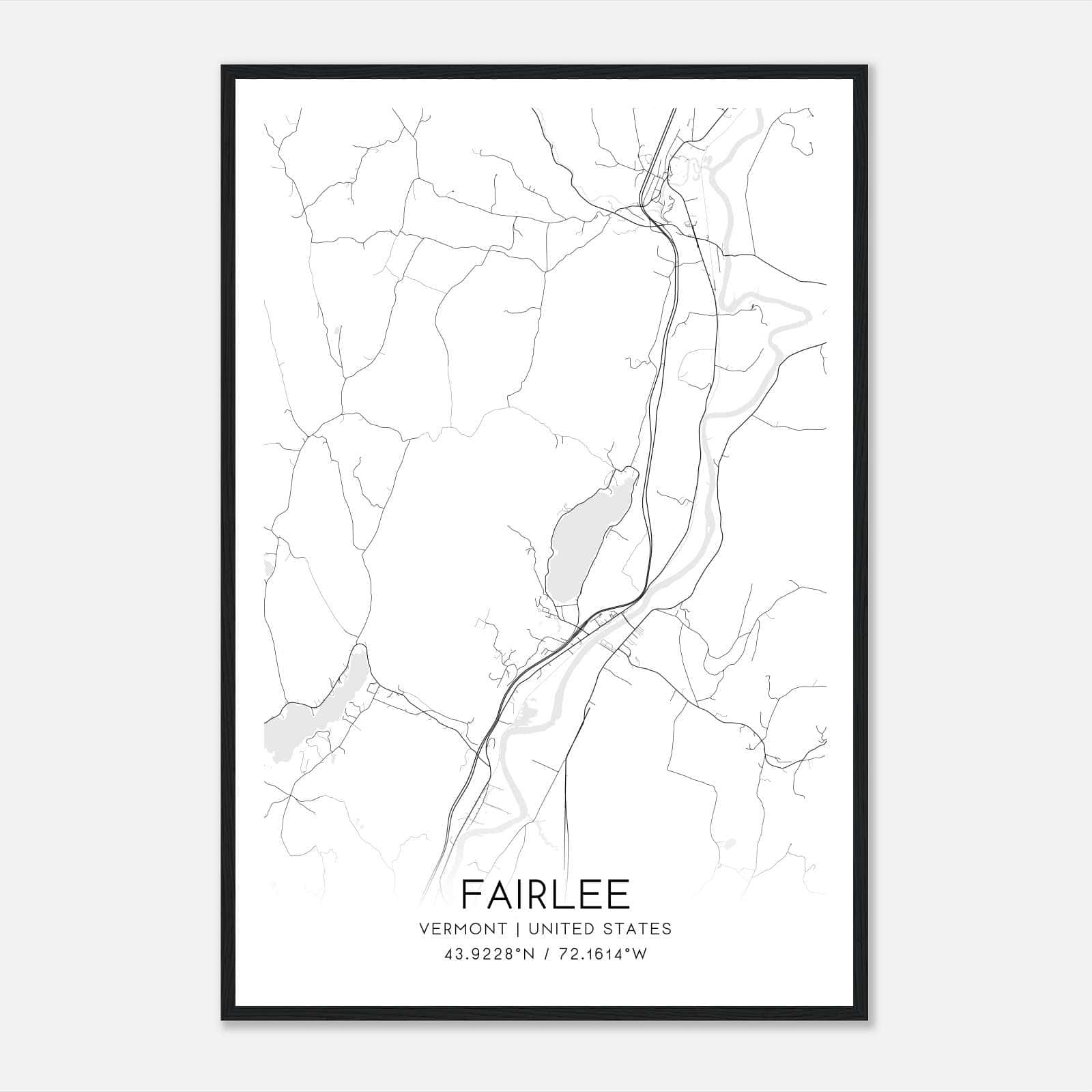 Fairlee Vermont Map Poster, Modern Home Decor Wall Art Print - Custom ...