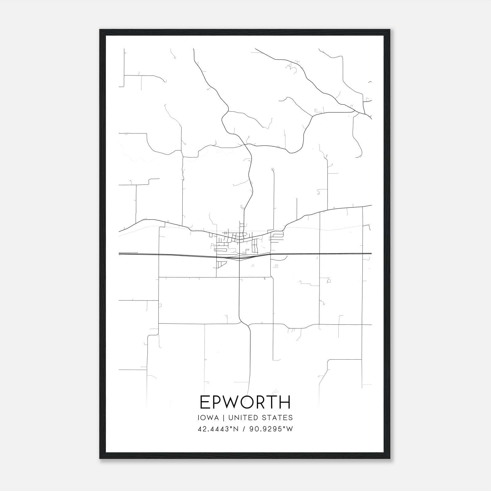 Epworth Iowa Map Poster, Modern Home Decor Wall Art Print - Custom Maps ...