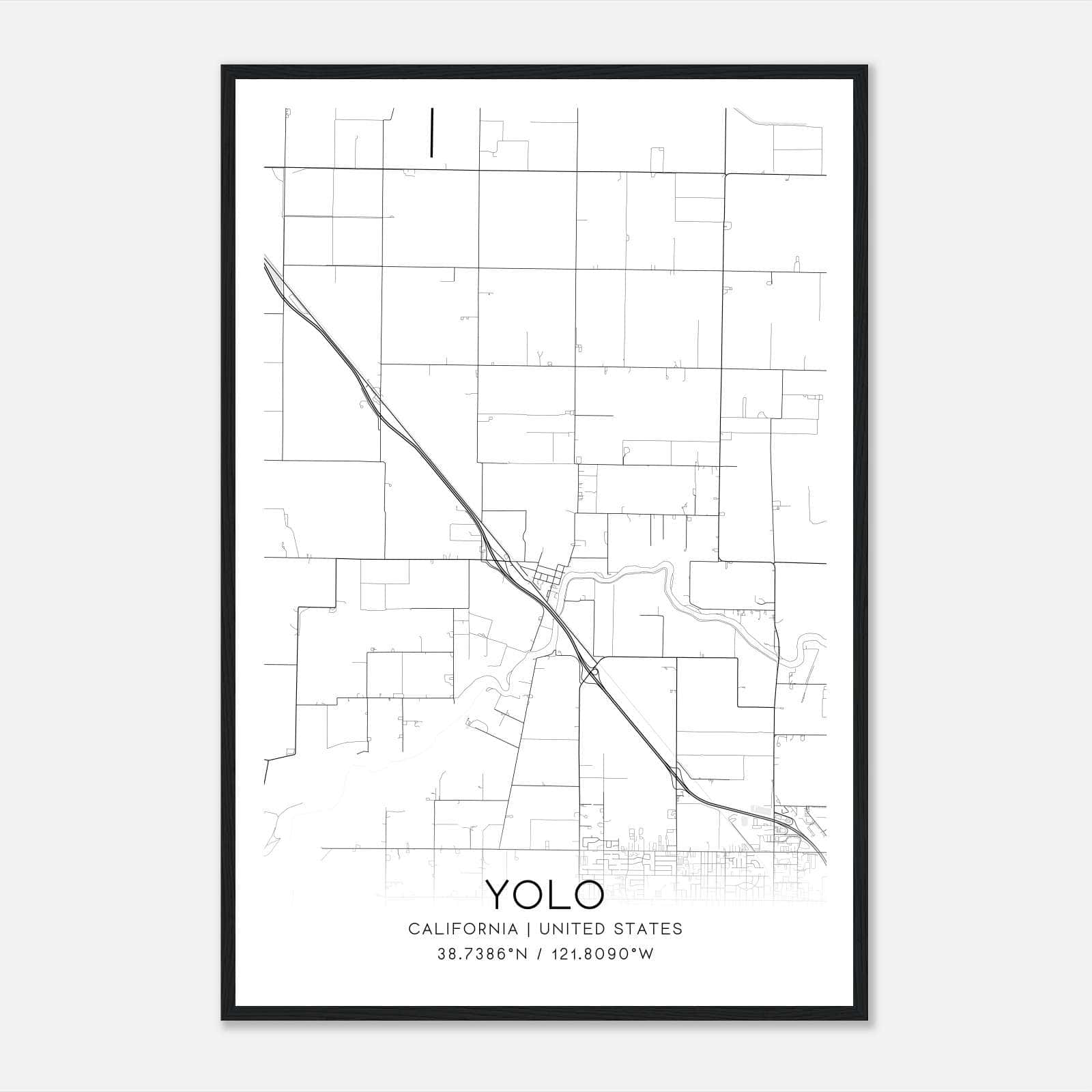 Yolo California Map Poster, Modern Home Decor Wall Art Print - Custom ...