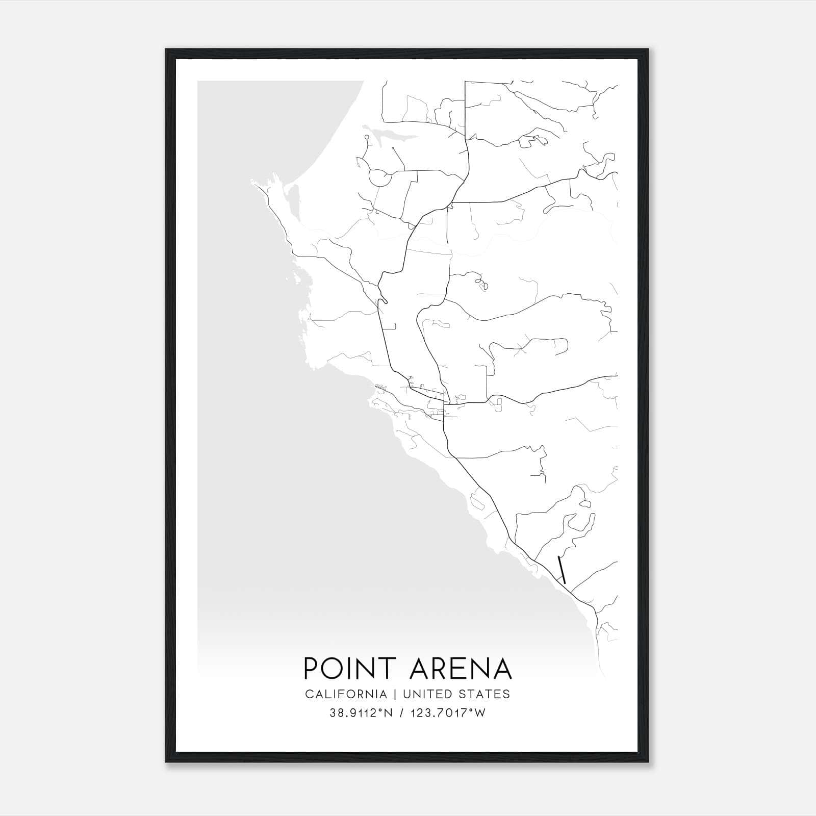 Point Arena California Map Poster, Modern Home Decor Wall Art Print ...