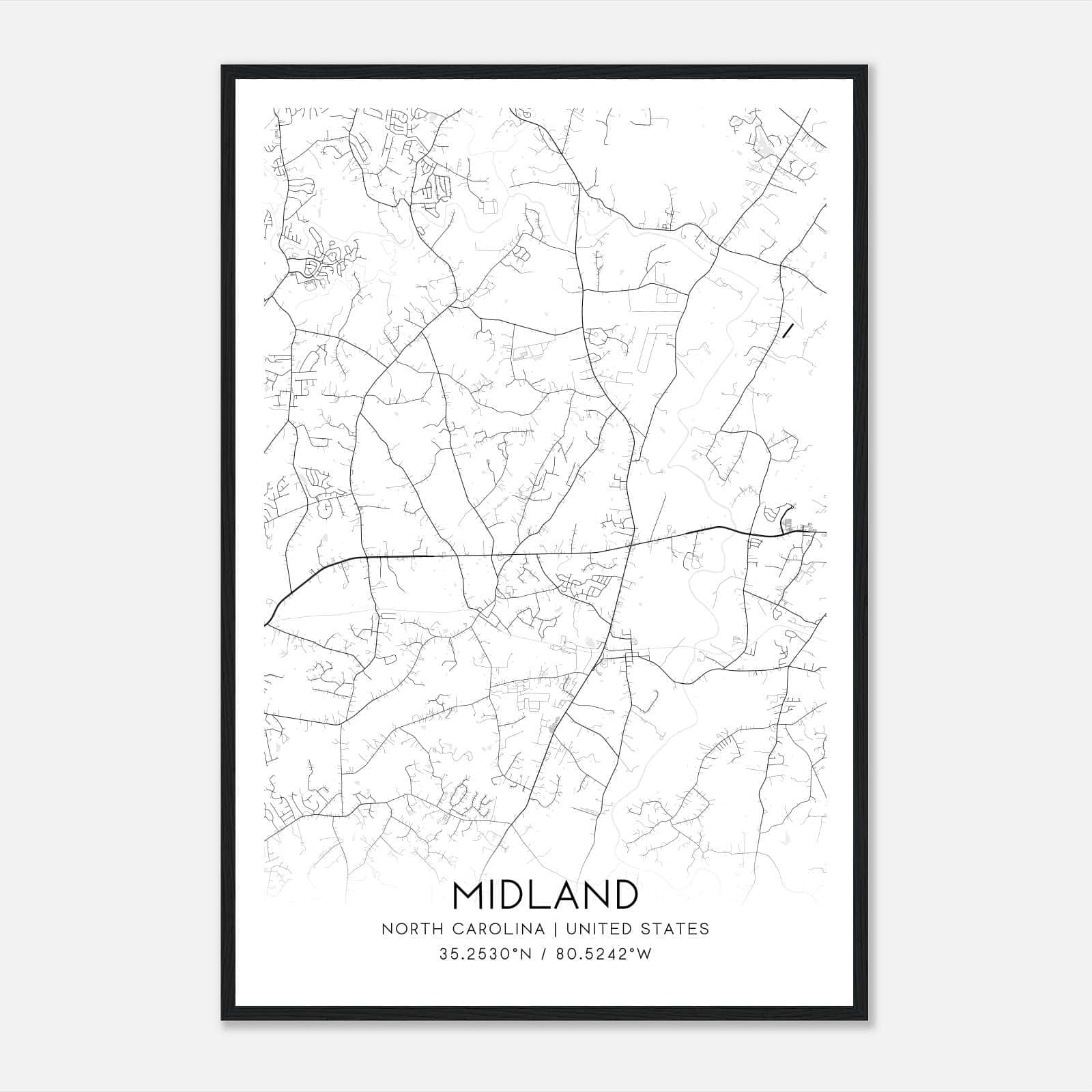 Midland North Carolina Map Poster, Modern Home Decor Wall Art Print ...