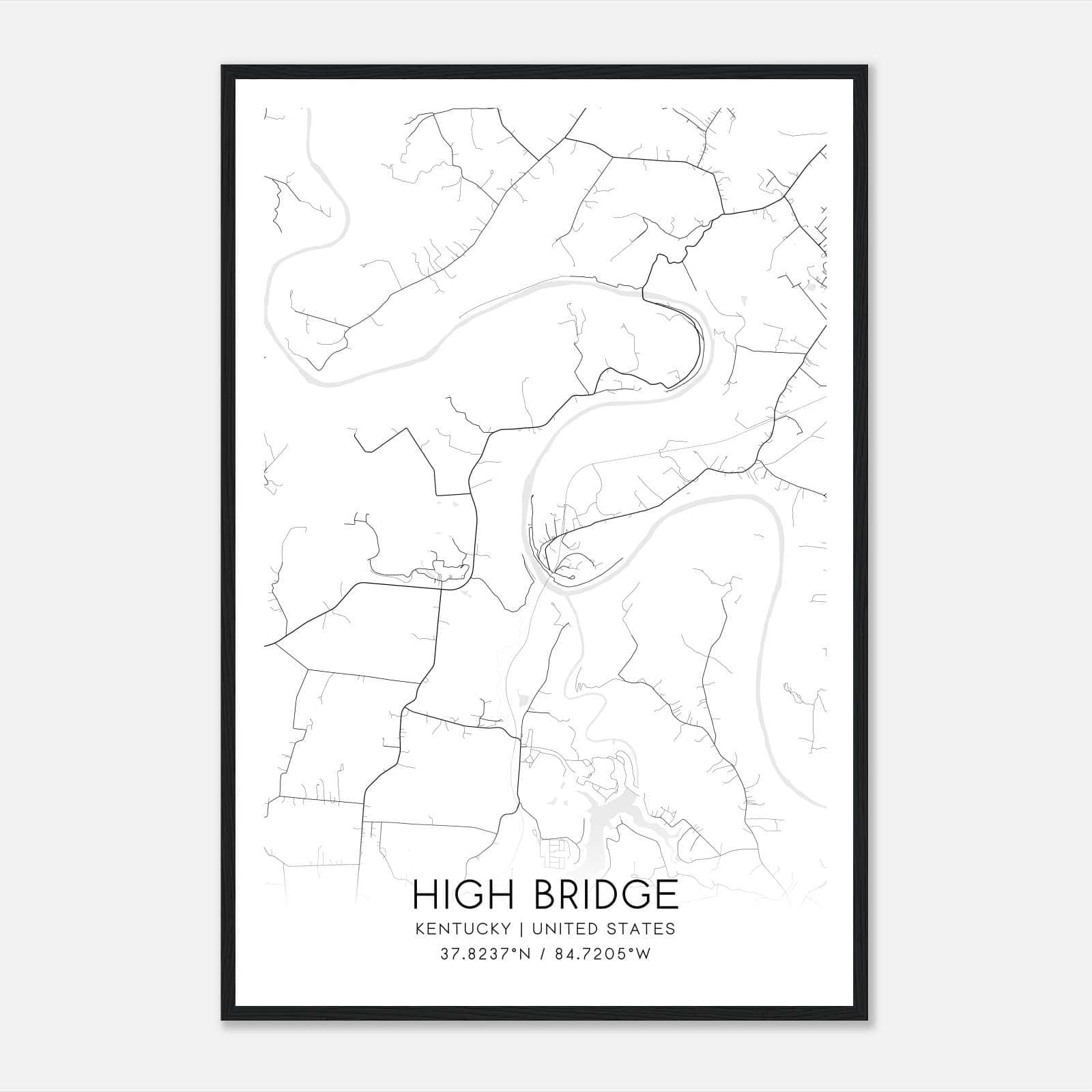 High Bridge Kentucky Map Poster, Modern Home Decor Wall Art Print ...