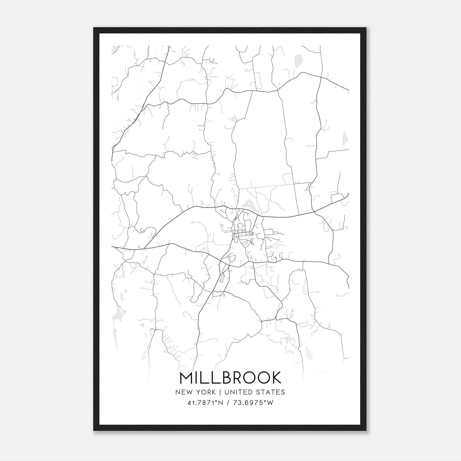 Millbrook New York Map Poster, Modern Home Decor Wall Art Print ...