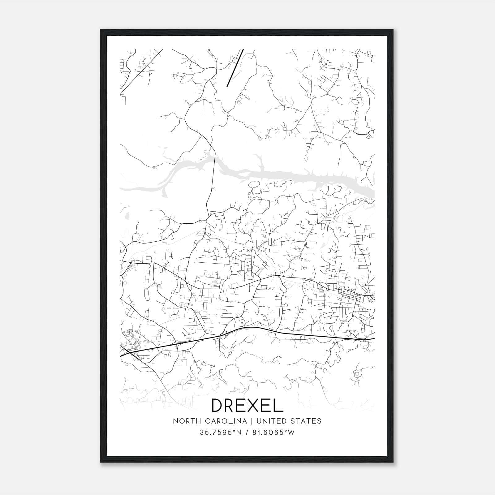 Drexel North Carolina Map Poster, Modern Home Decor Wall Art Print ...