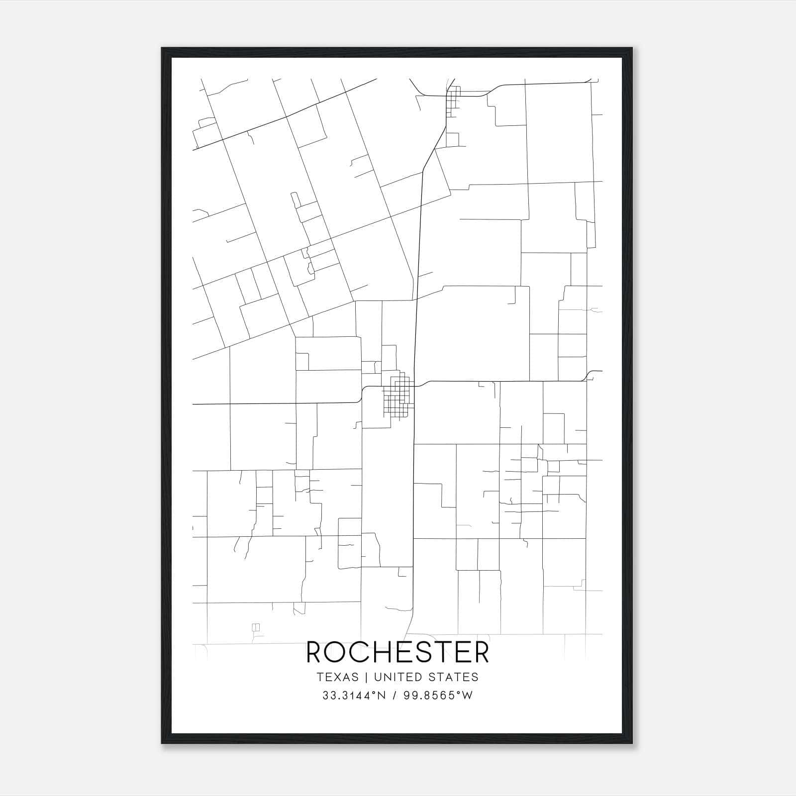 Rochester Texas Map Poster, Modern Home Decor Wall Art Print - Custom ...