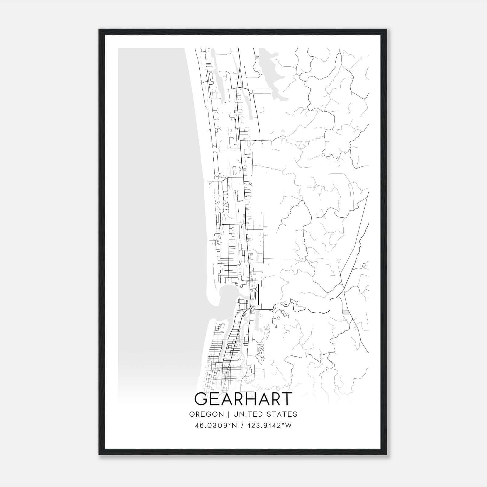 Gearhart Oregon Map Poster, Modern Home Decor Wall Art Print - Custom ...