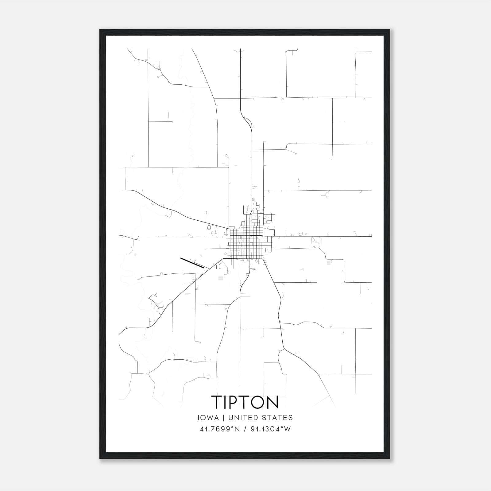Tipton Iowa Map Poster, Modern Home Decor Wall Art Print - Custom Maps ...