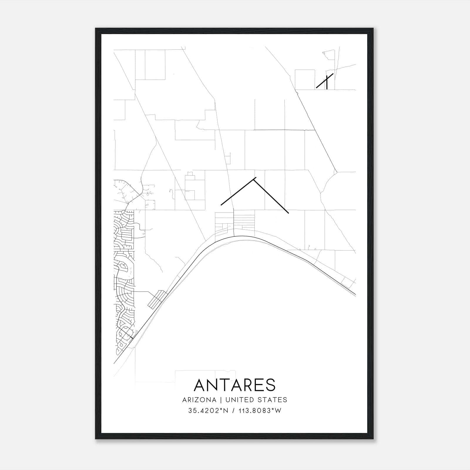 Antares Arizona Map Poster, Modern Home Decor Wall Art Print - Custom ...