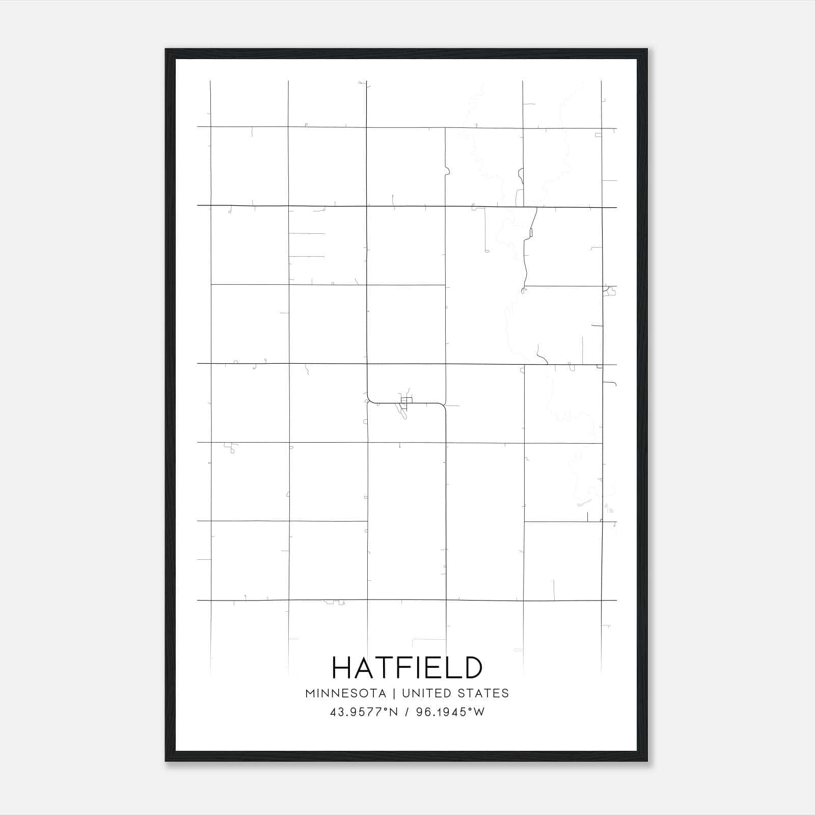 Hatfield Minnesota Map Poster, Modern Home Decor Wall Art Print ...