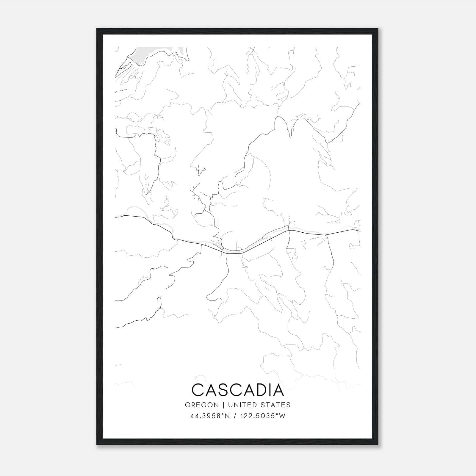 Cascadia Oregon Map Poster, Modern Home Decor Wall Art Print - Custom ...