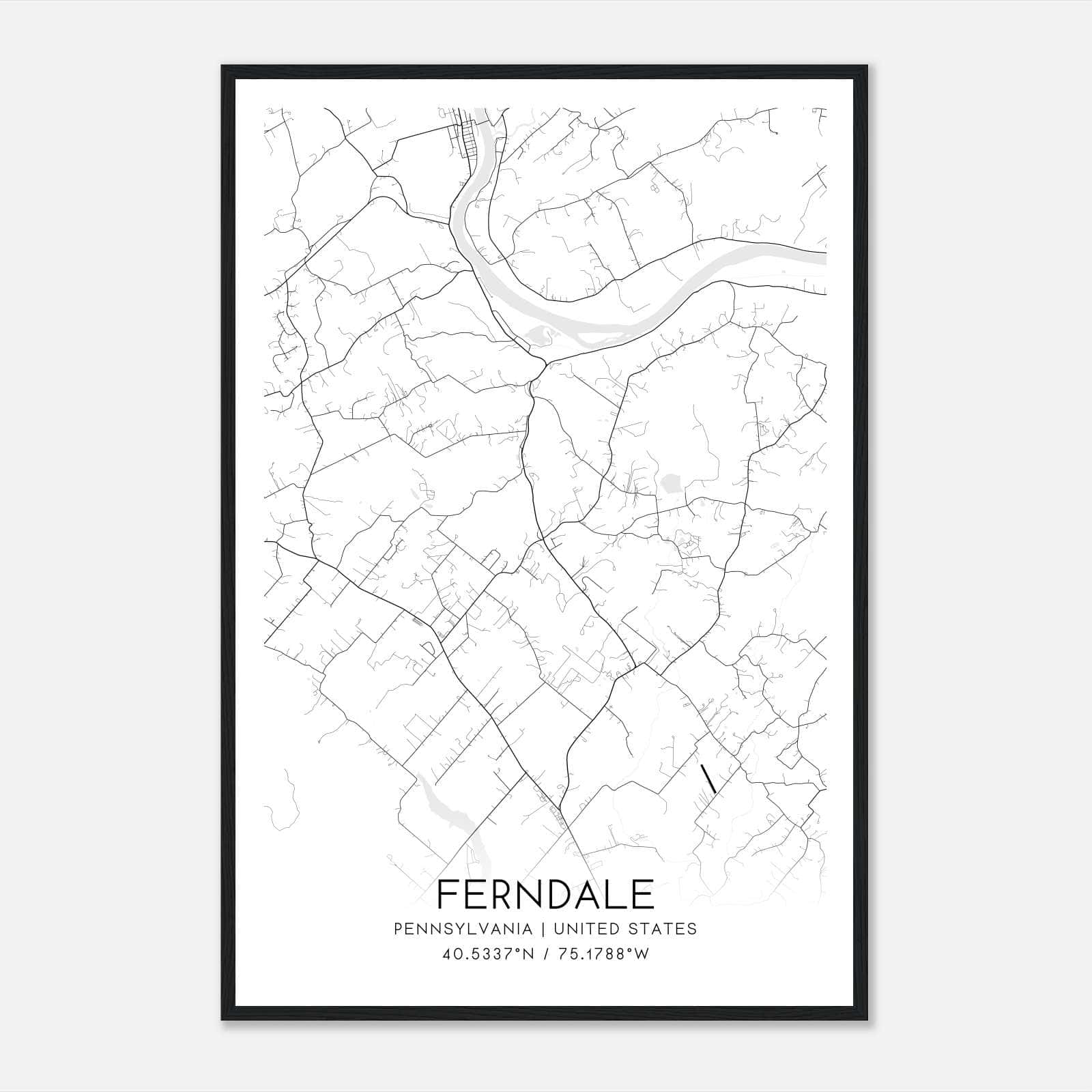 Ferndale Pennsylvania Map Poster, Modern Home Decor Wall Art Print ...