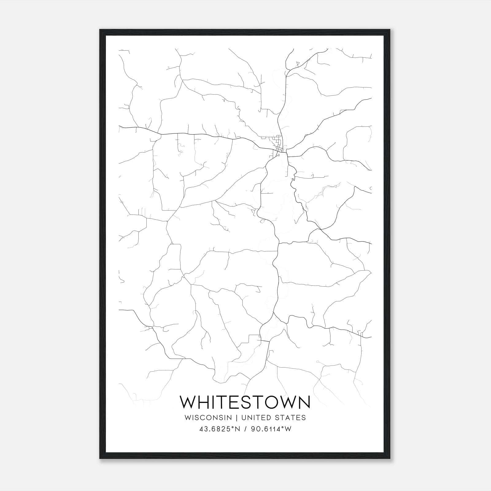 Whitestown Wisconsin Map Poster, Modern Home Decor Wall Art Print ...