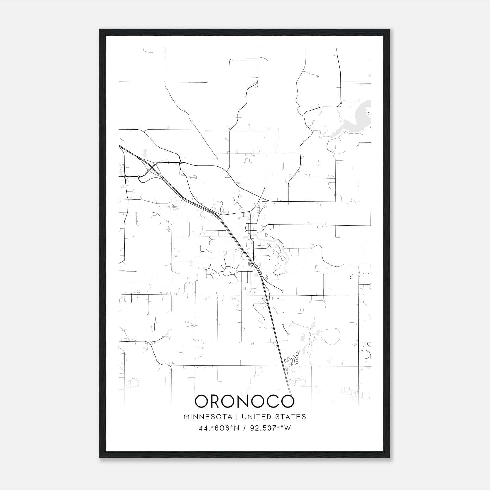 Oronoco Minnesota Map Poster, Modern Home Decor Wall Art Print - Custom ...
